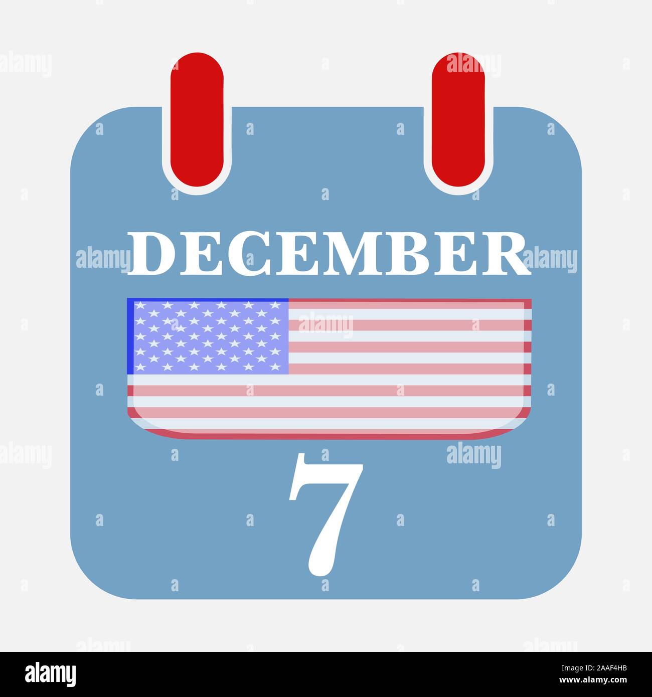 Calendar Icon December 7 with USA flag Vector illustration Eps 10 Stock ...