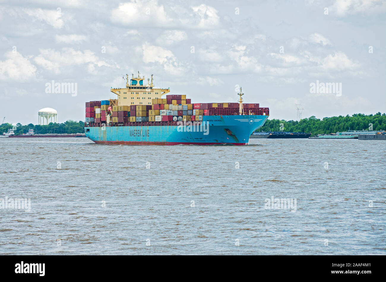 New Orleans, Louisiana/USA - June 14, 2019: Maersk Line container ship ...