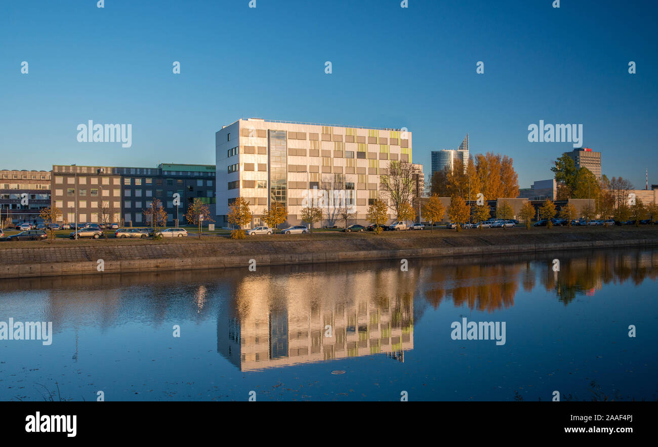 Modern design of office building. Modern architecture. Reflection on ...