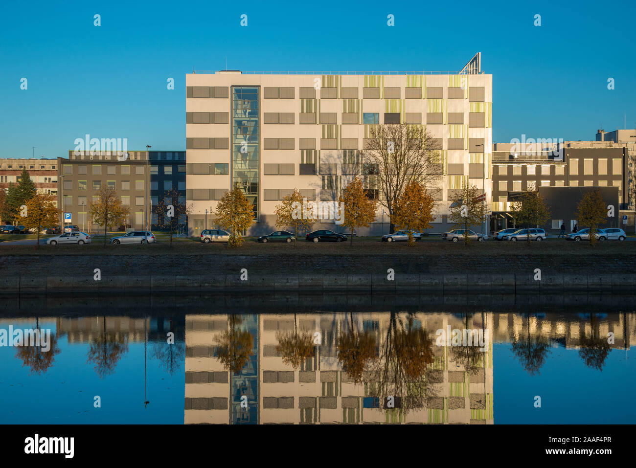 Modern design of office building. Modern architecture. Reflection on ...