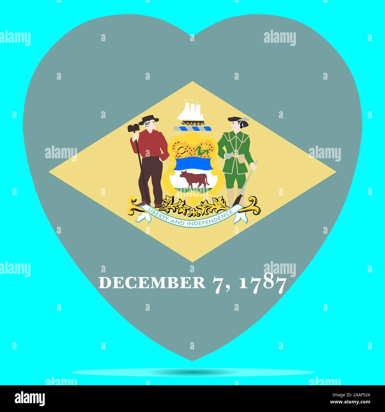 Delaware Flag In Heart Shape of the US state of Delaware vector ...