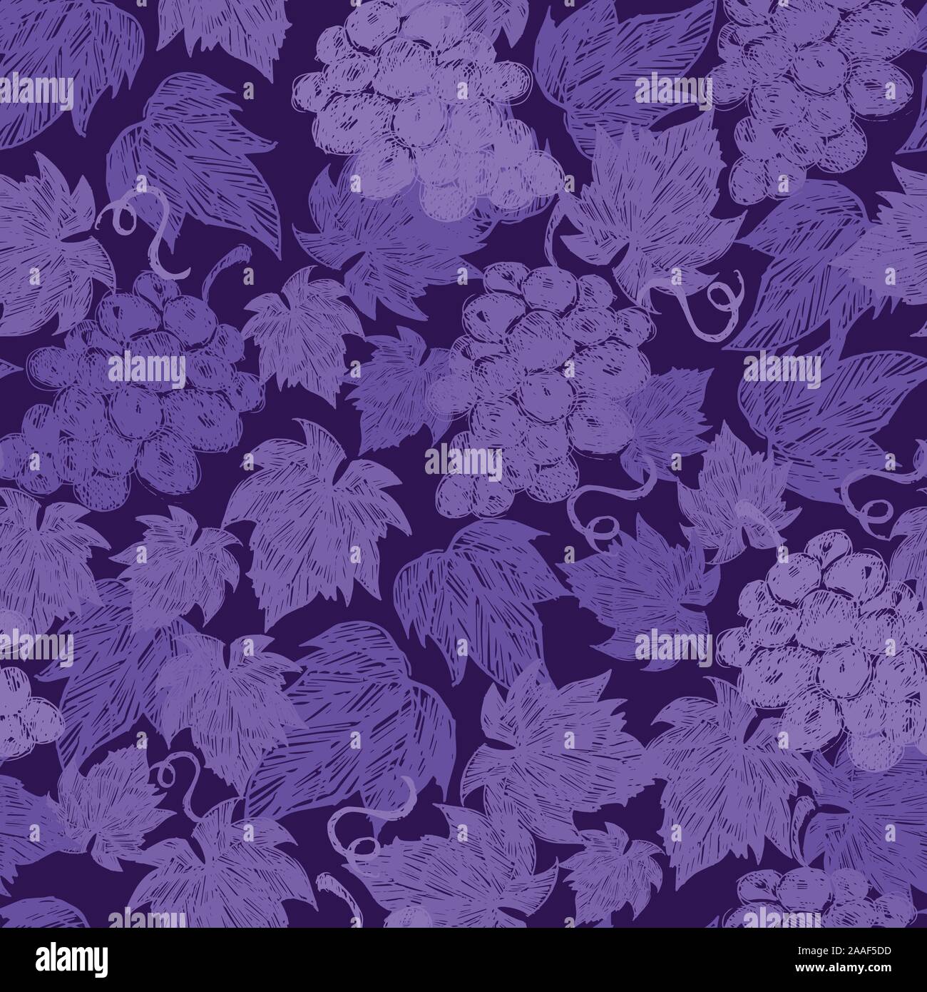 Vector dark purple monochrome grape vine illustration with leaves hand ...