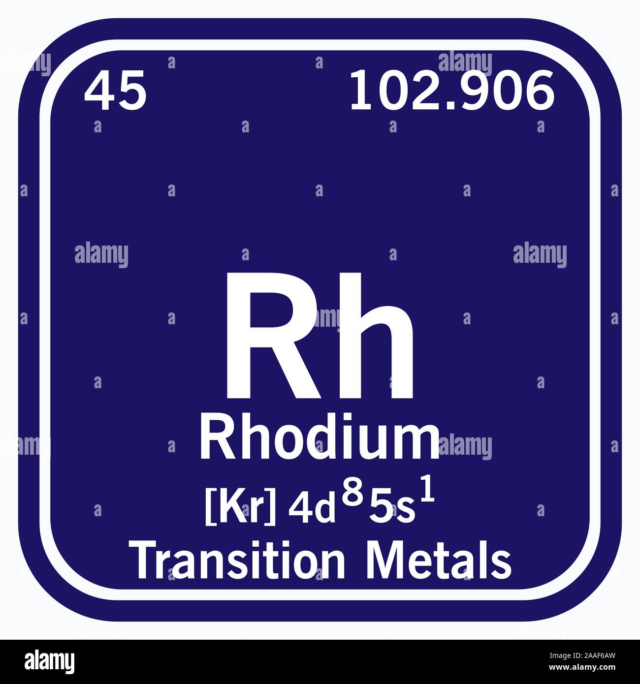 Rhodium Periodic Table of the Elements Vector illustration eps 10 Stock ...