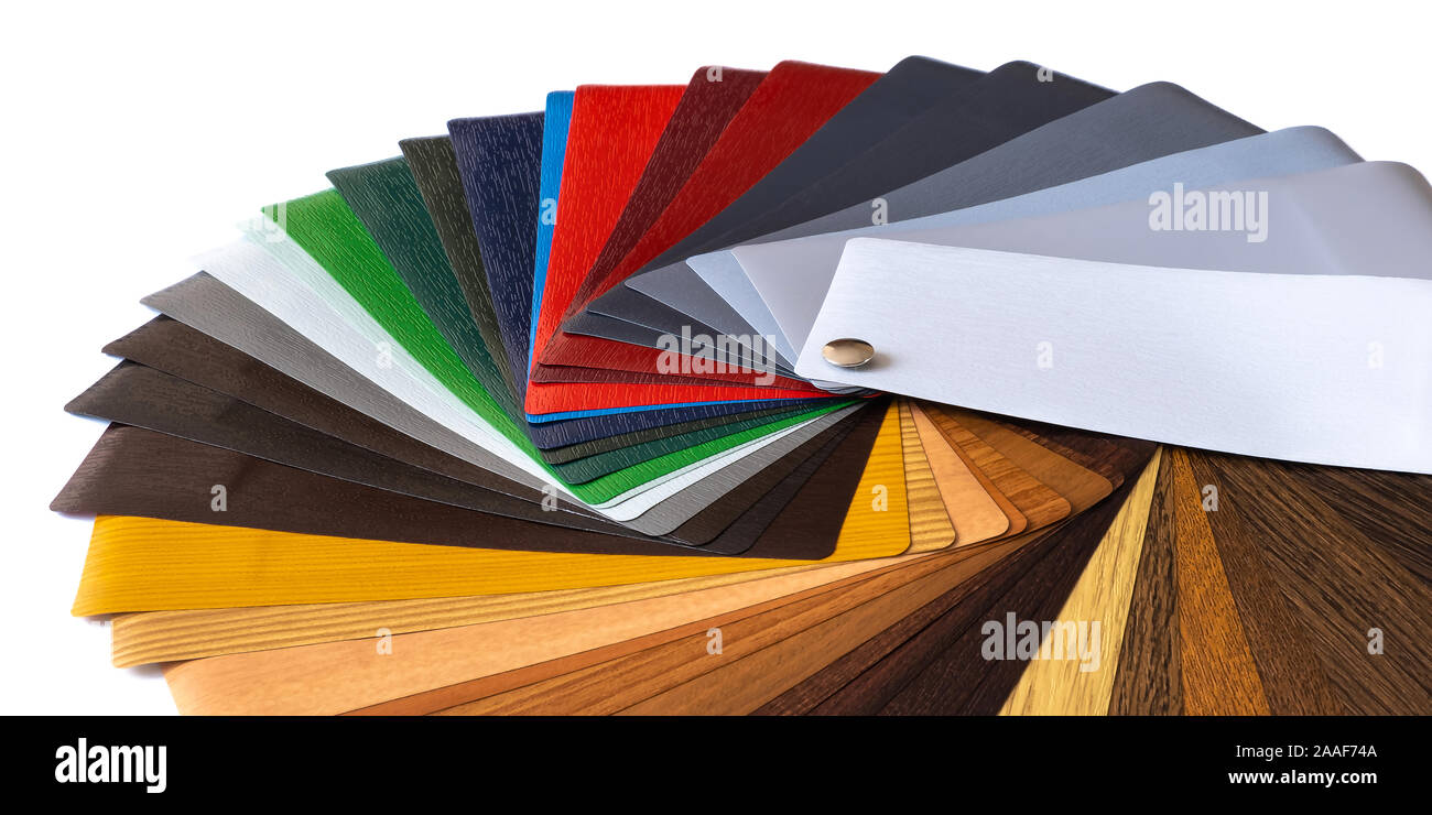 Samples for lamination. Multi-colored laminate. Color palette Stock ...