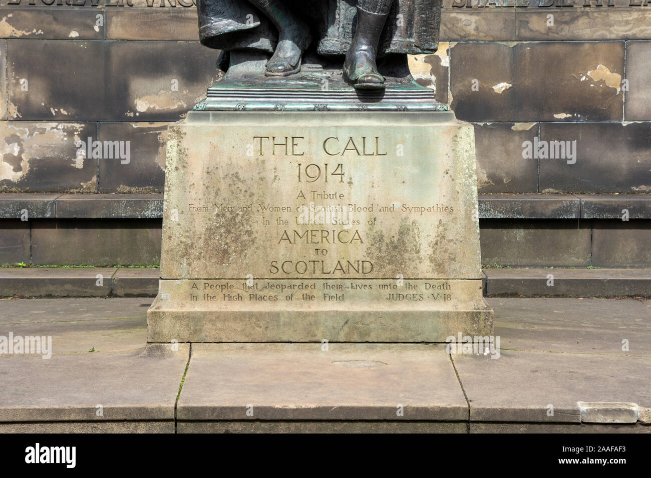 The Call 1914 war memorial, Princes Street Gardens, Edinburgh Stock ...