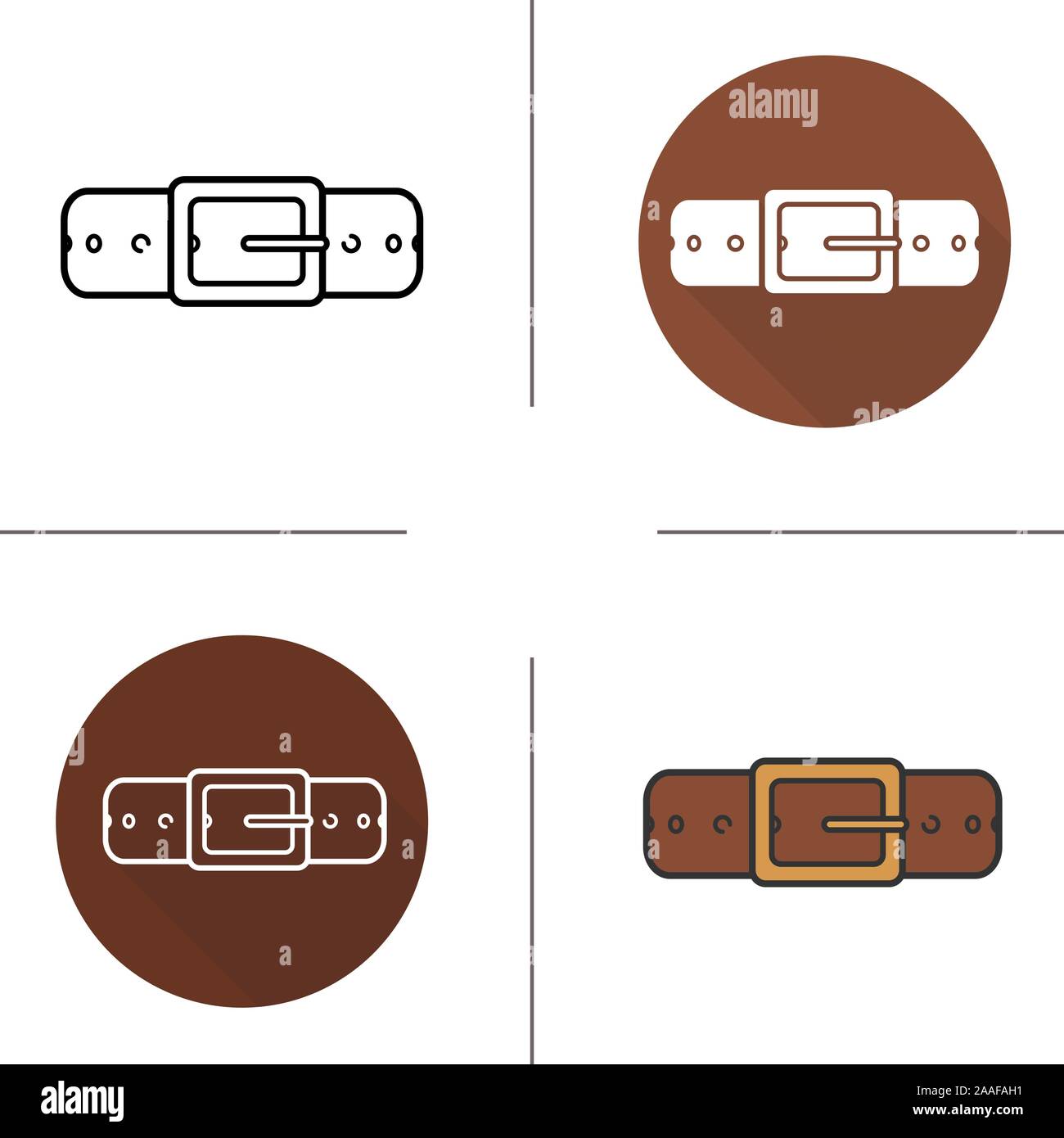 Leather belt icon. Flat design, linear and color styles. Men's ...