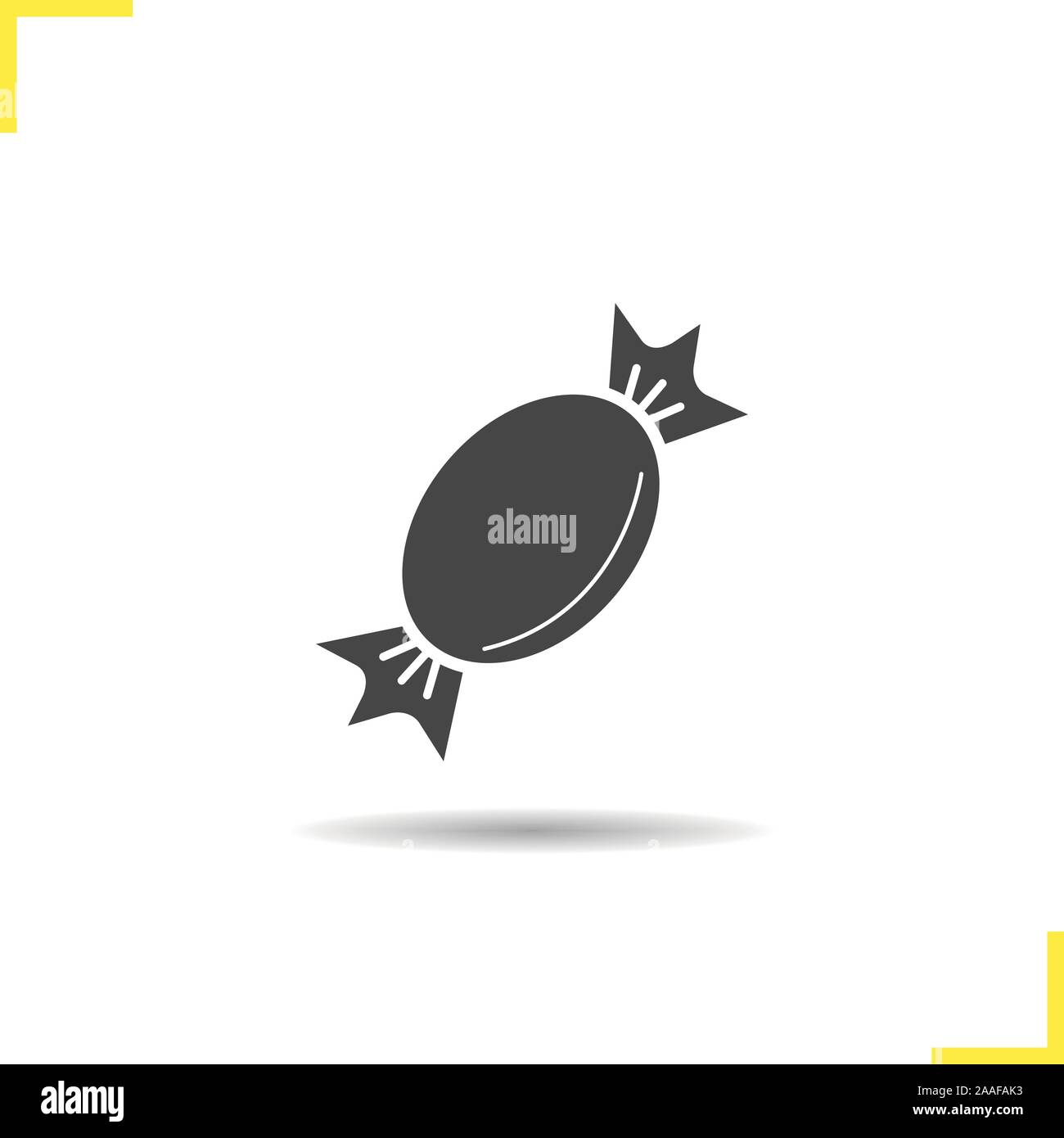 Candy icon. Drop shadow wrapped sweet silhouette symbol. Confectionery ...