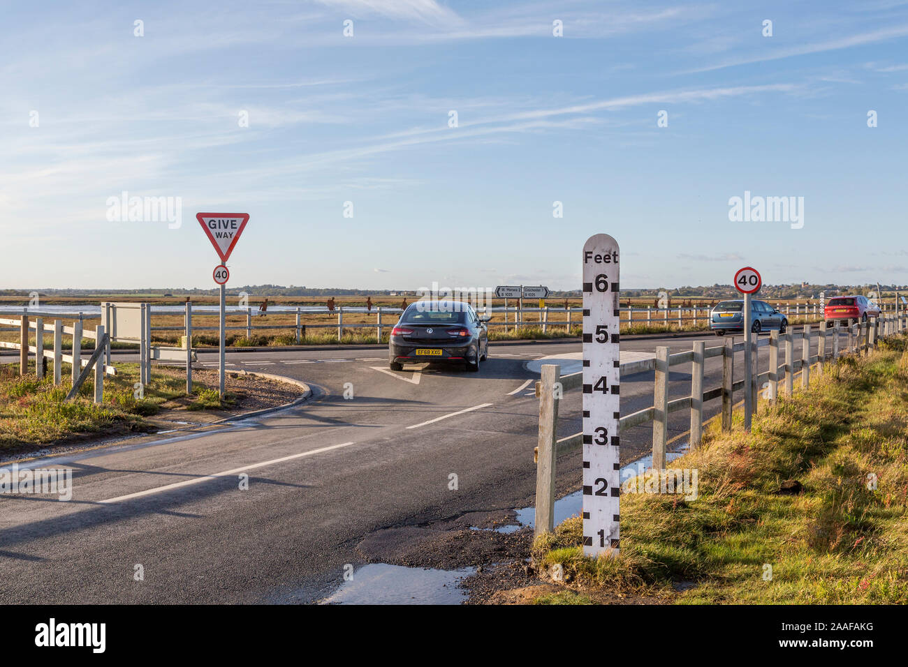 The causeway onto Mersea Island known as The Strood is covered by ...