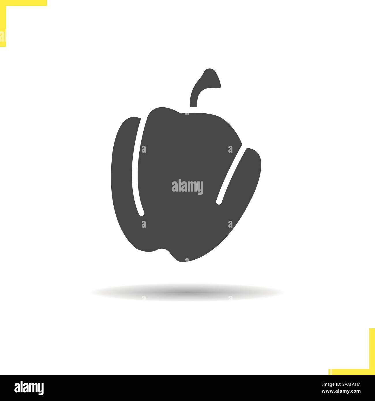 Bell pepper icon. Drop shadow capsicum silhouette symbol. Seasonal ...