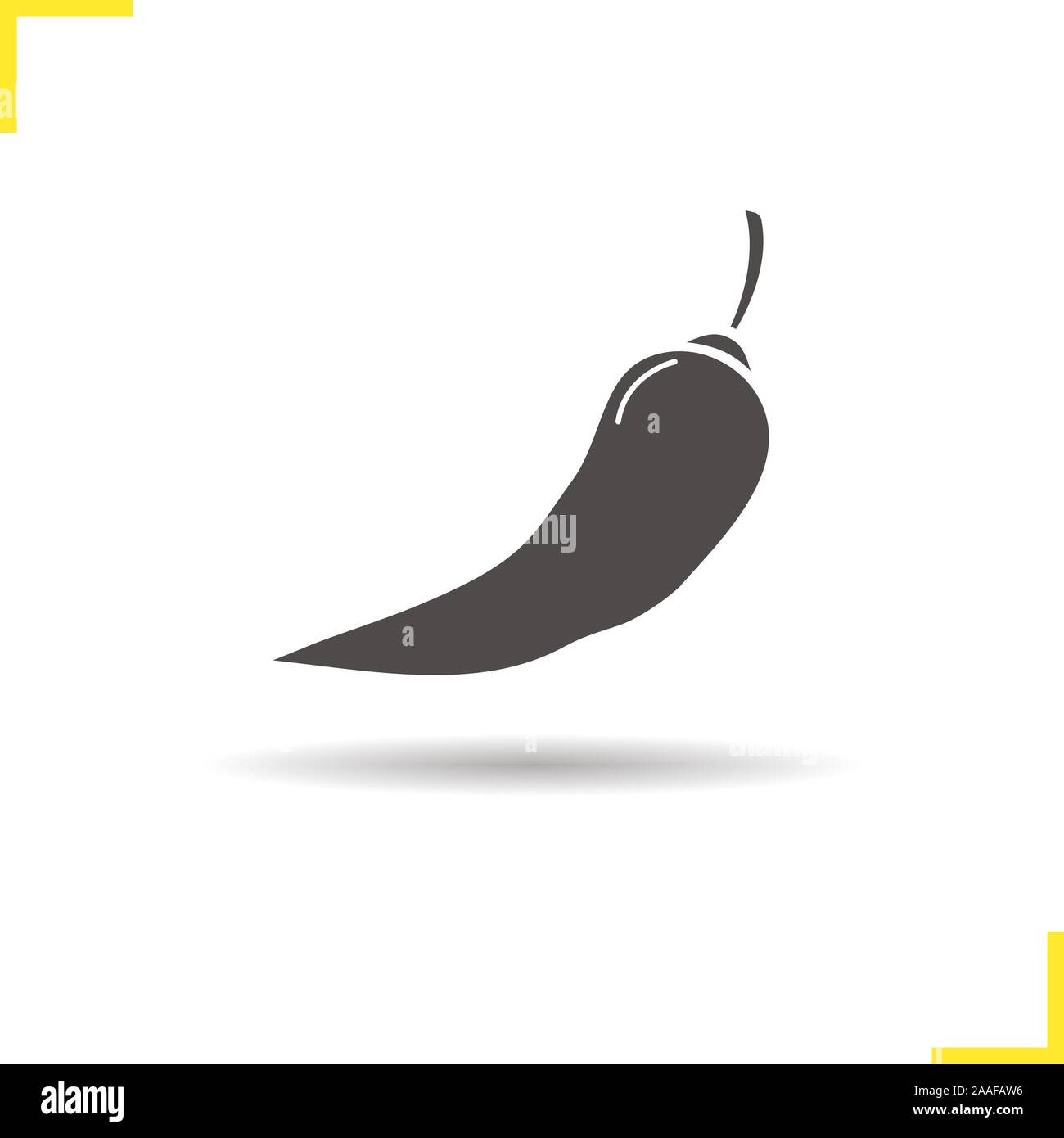 Chili pepper icon. Drop shadow hot pepper silhouette symbol. Cooking ...