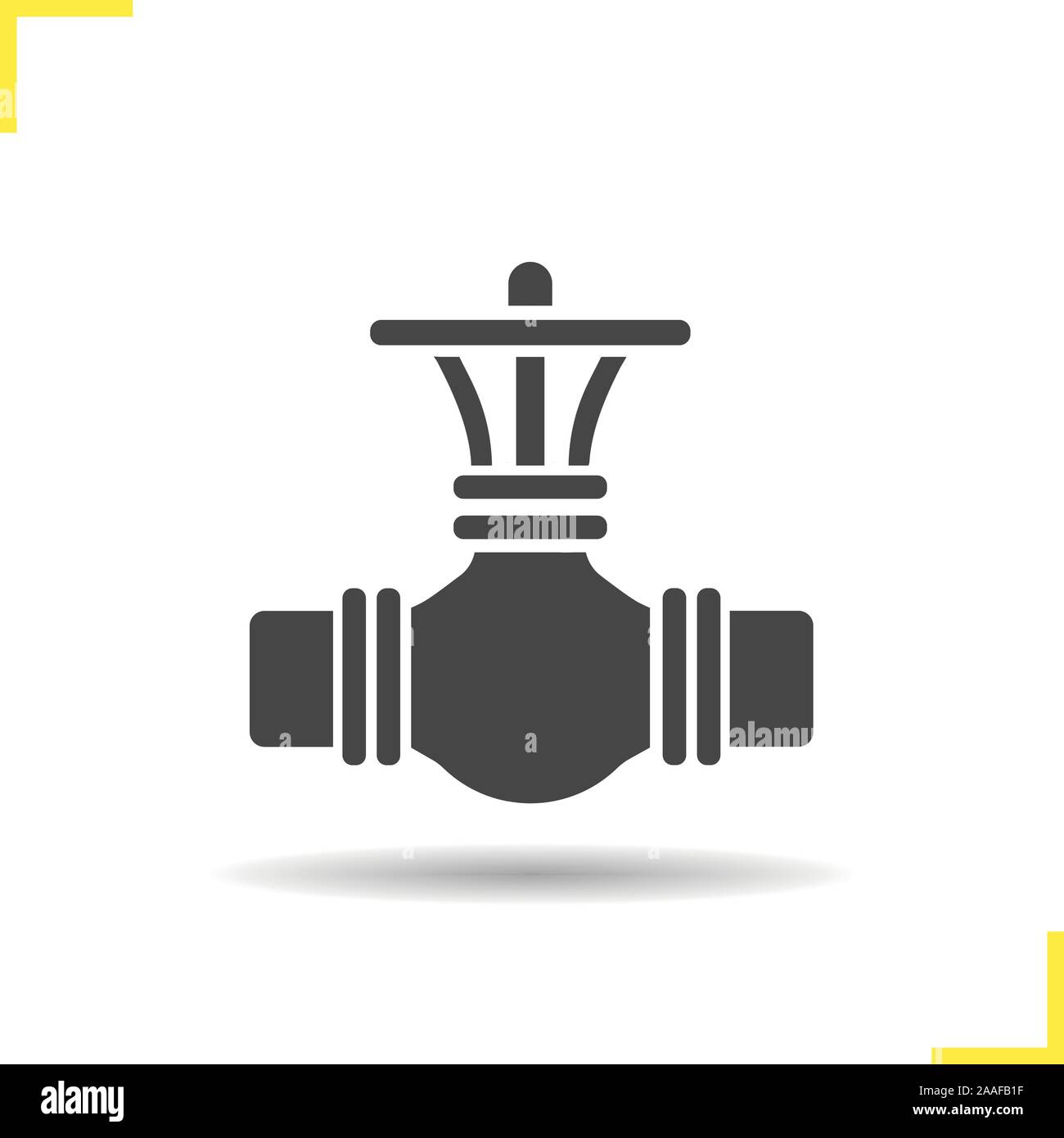 Pipeline valve icon. Drop shadow gas pipes silhouette symbol. Petroleum ...