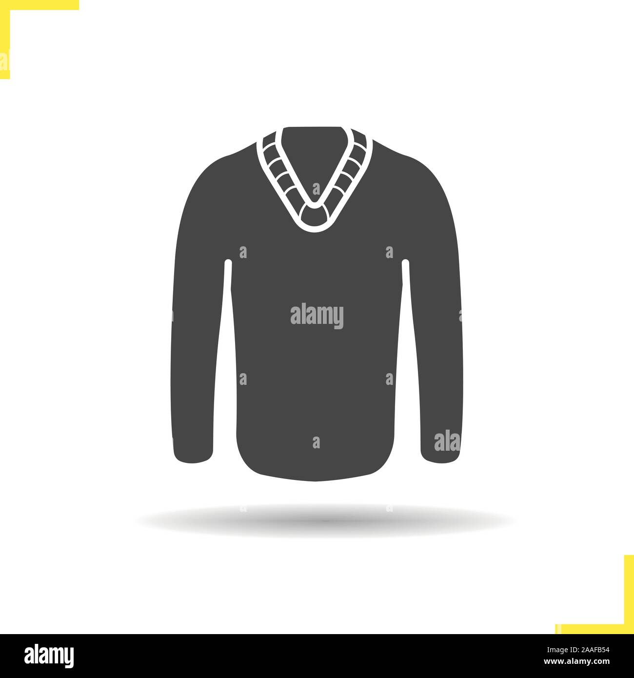 Pullover icon. Drop shadow sweater silhouette symbol. Men's seasonal ...