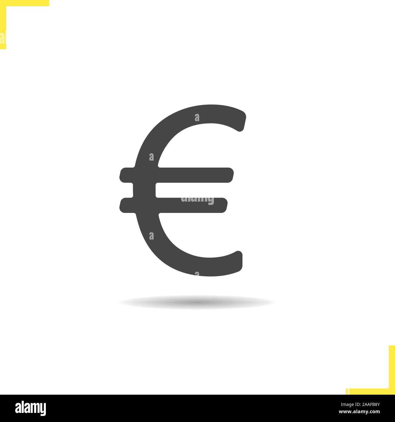Euro sign icon. Drop shadow euro silhouette symbol. International ...