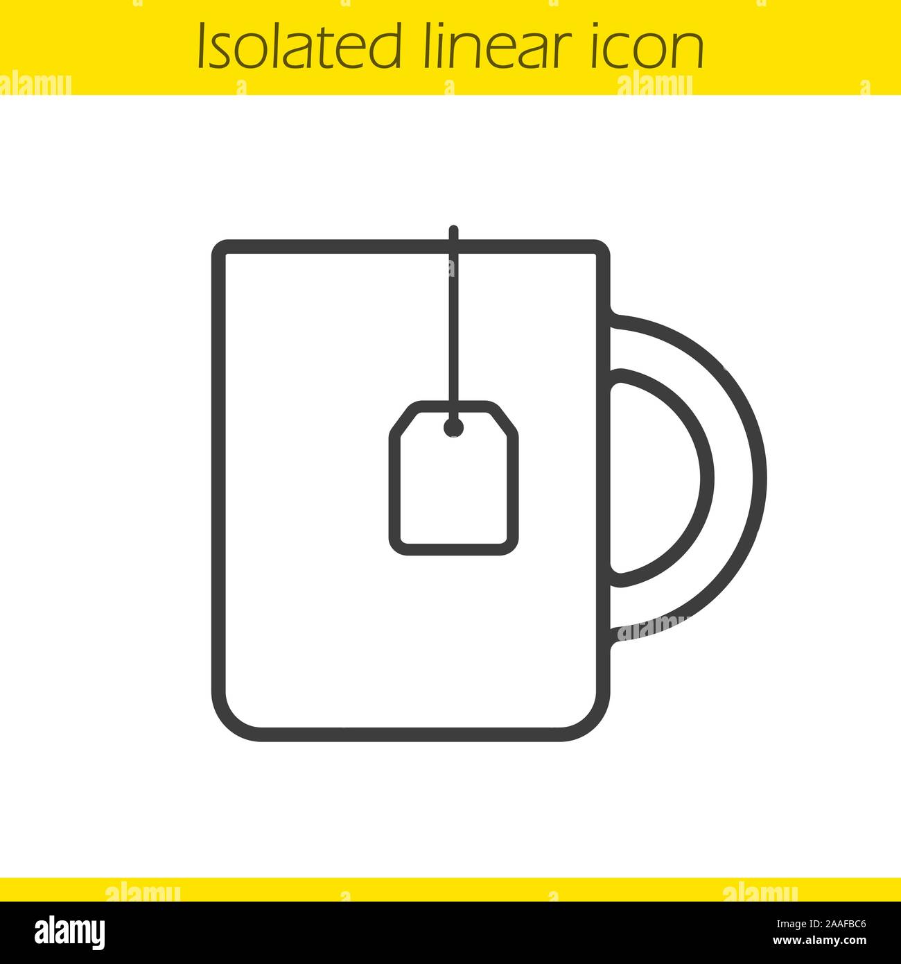 Teacup linear icon. Thin line illustration. Hot drink mug. Contour ...