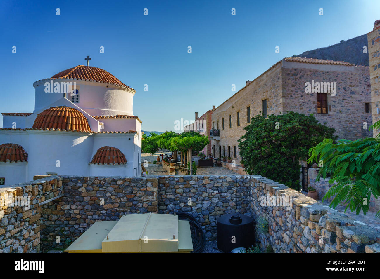 Architectural buildings, old red brick houses, roofs in ancient town ...