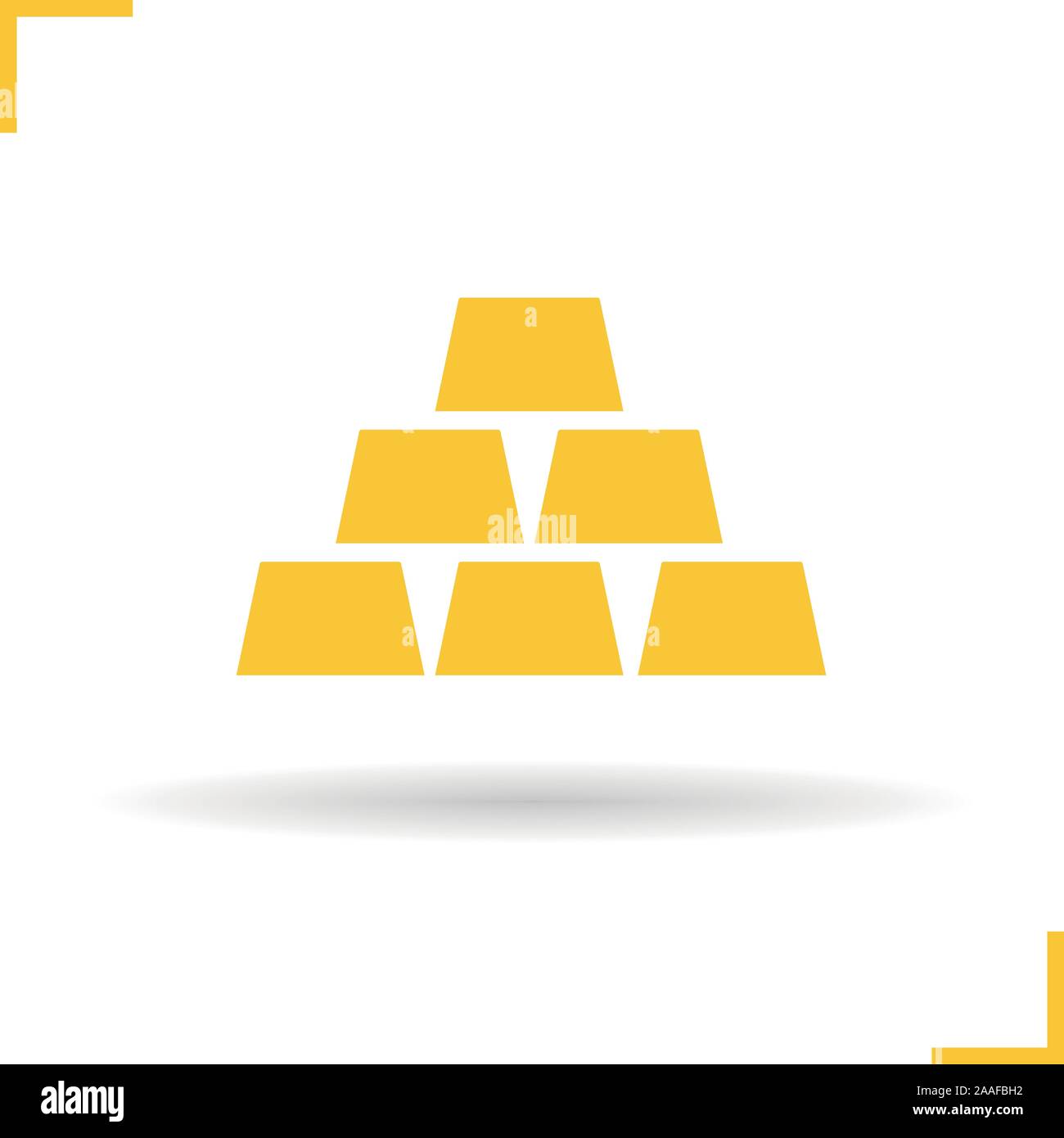 Gold bars icon. Drop shadow gold silhouette symbol. Gold bricks ...