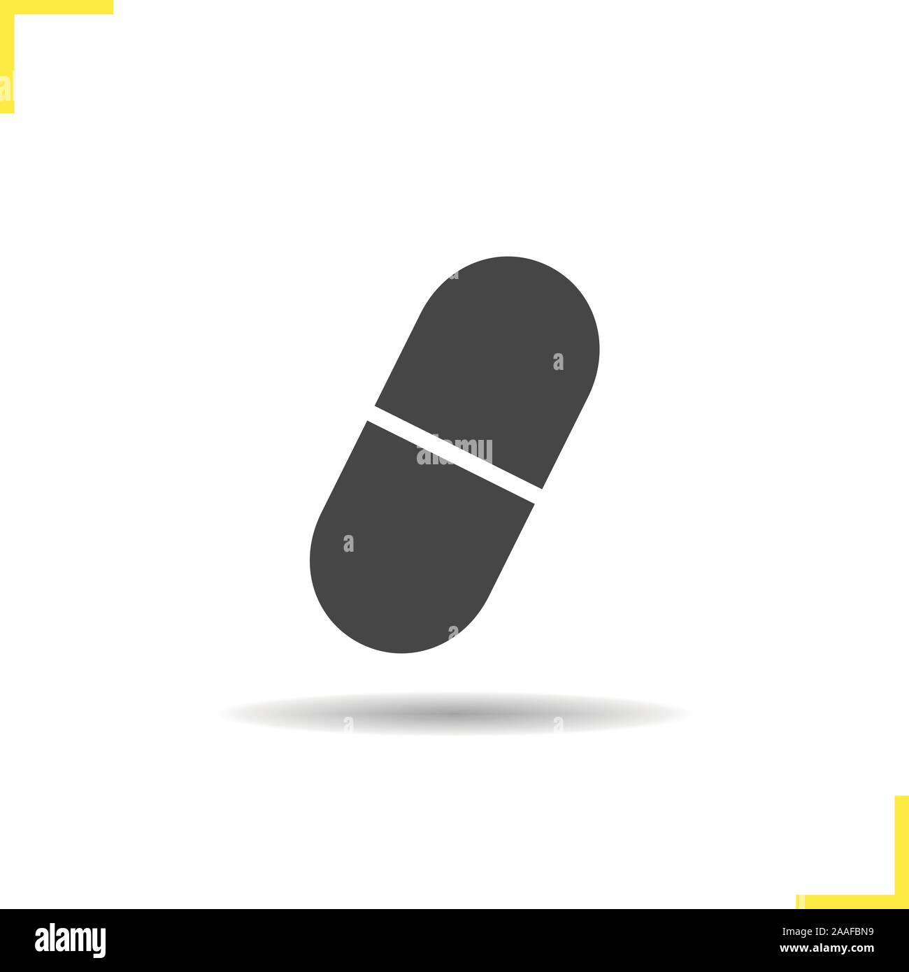 Pill icon. Drop shadow aspirin capsule silhouette symbol. Drugstore ...