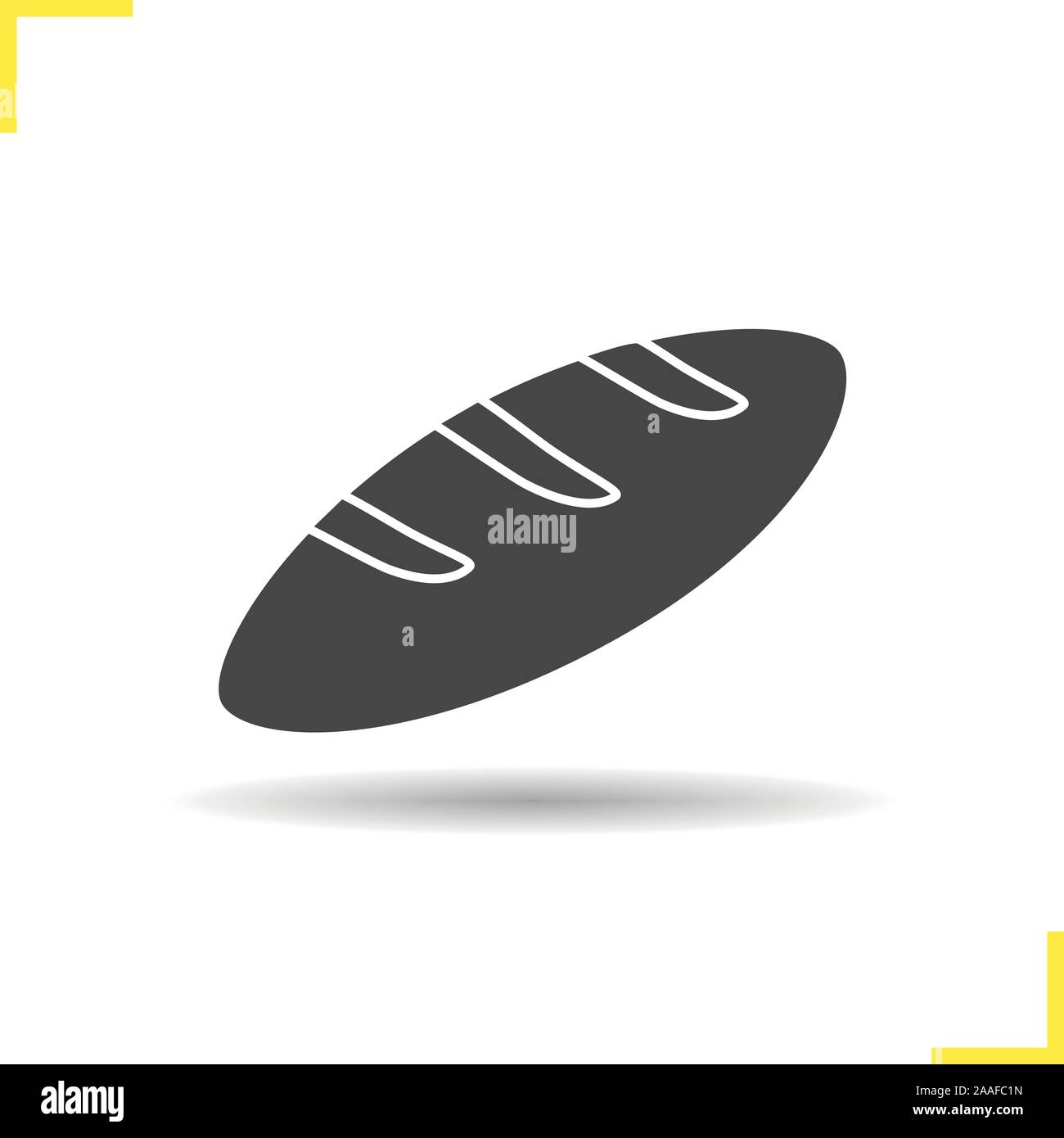 Bread icon. Drop shadow loaf of bread silhouette symbol. Bakery product ...