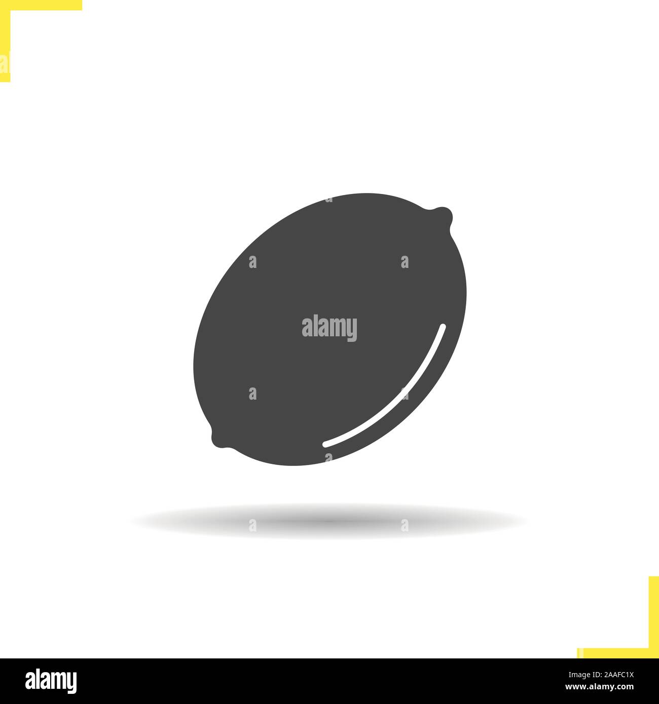 Lemon icon. Drop shadow lemon fruit silhouette symbol. Fresh ripe ...