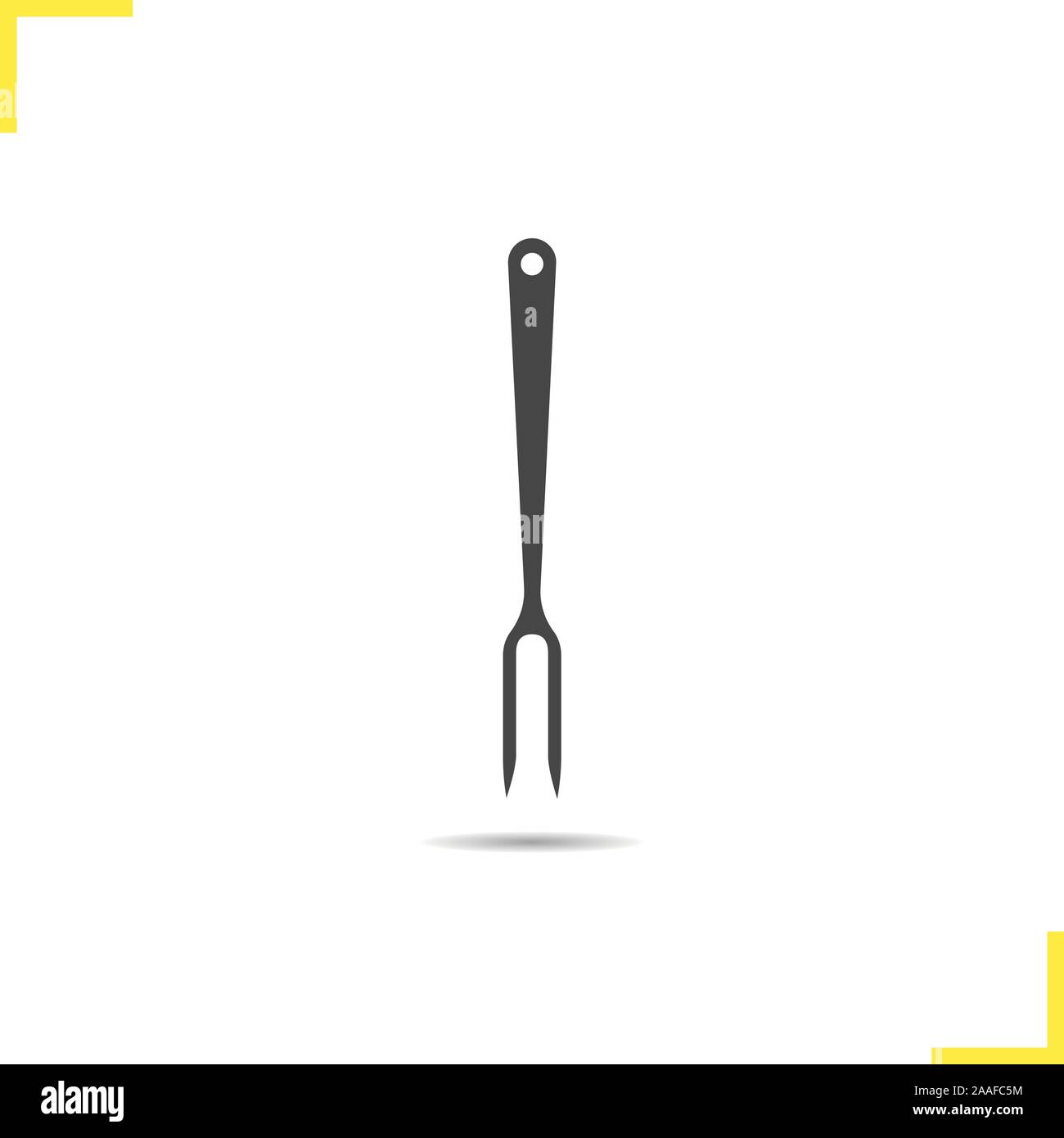 Carving fork icon. Drop shadow tableware silhouette symbol. Cooking ...