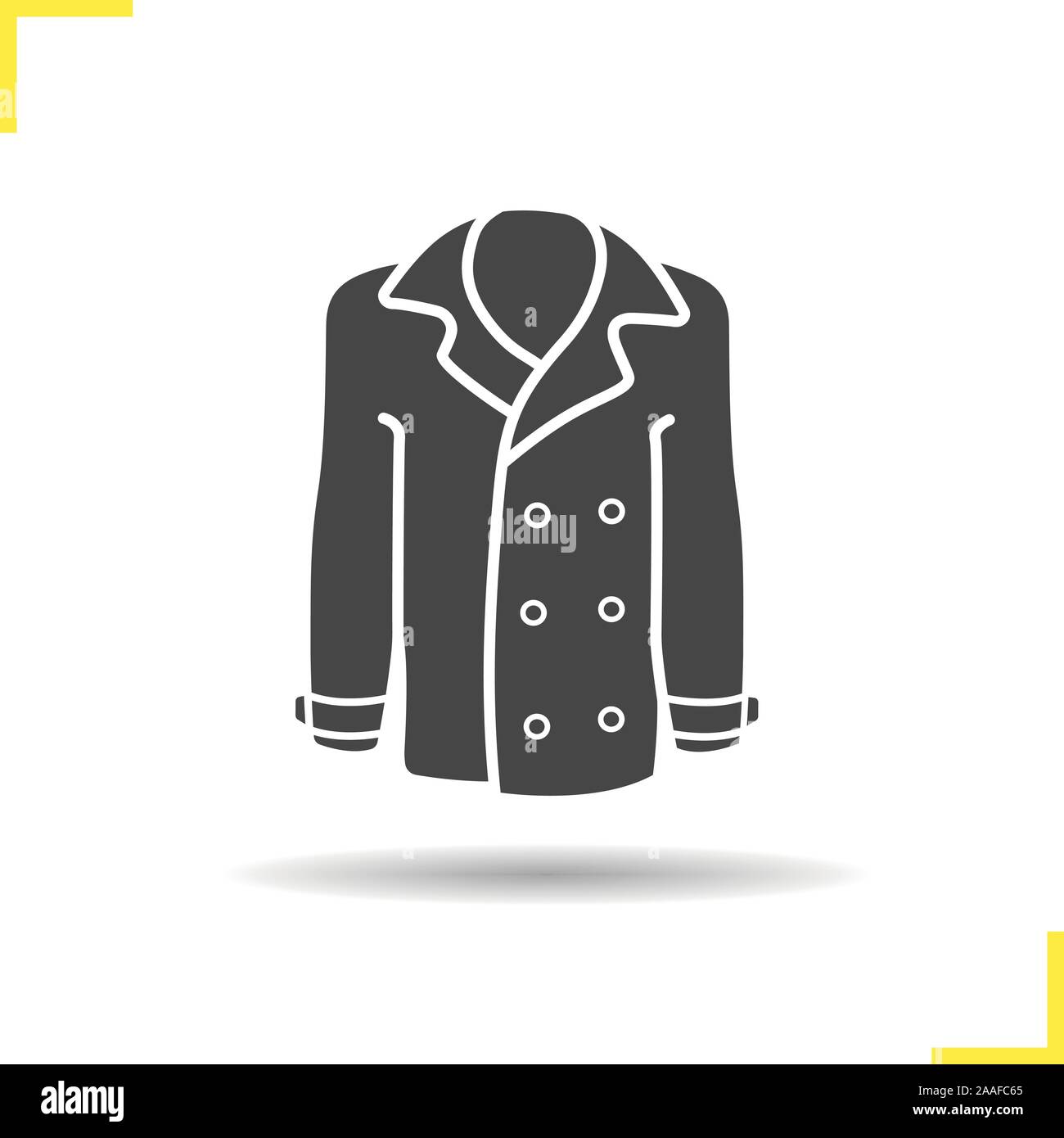 Coat icon. Drop shadow jakcet silhouette symbol. Men and women seasonal ...