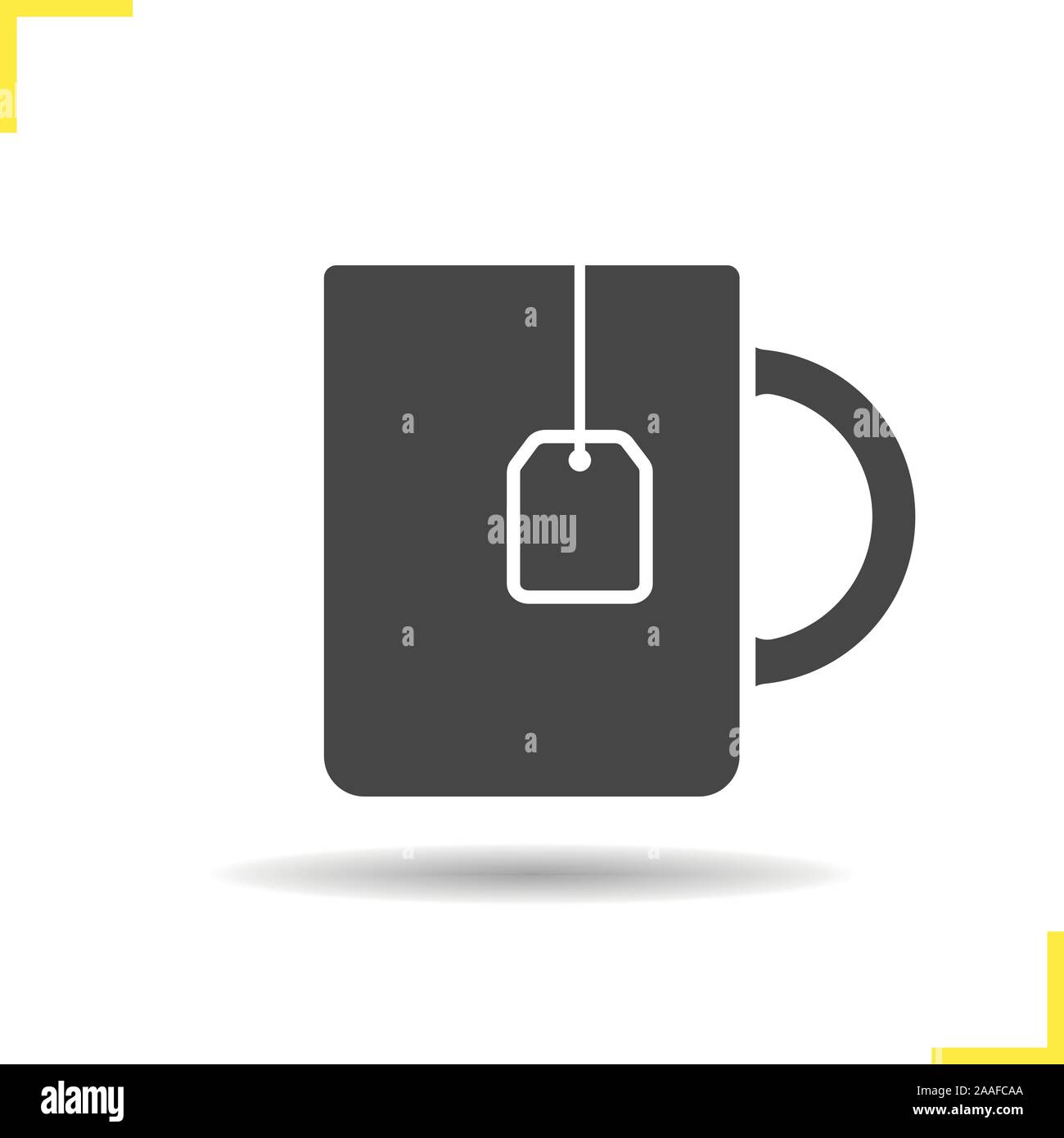 Teacup icon. Drop shadow teacup with teabag silhouette symbol. Hot ...