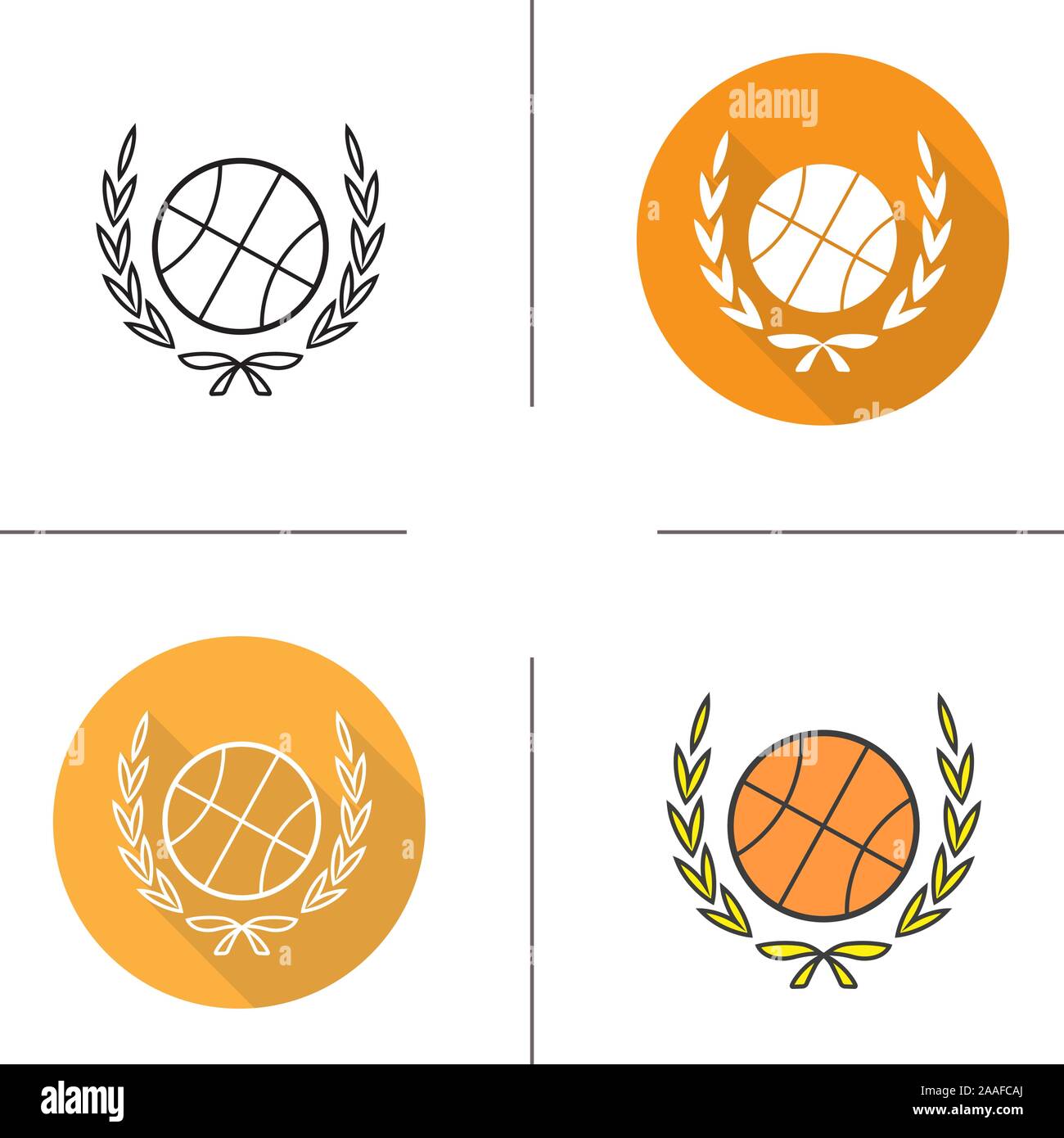 Basketball ball flat design, linear and color icons set. Basketball ...