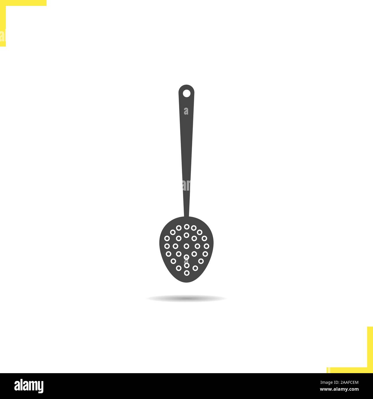Skimmer icon. Drop shadow skimmer silhouette symbol. Kitchen utensil ...