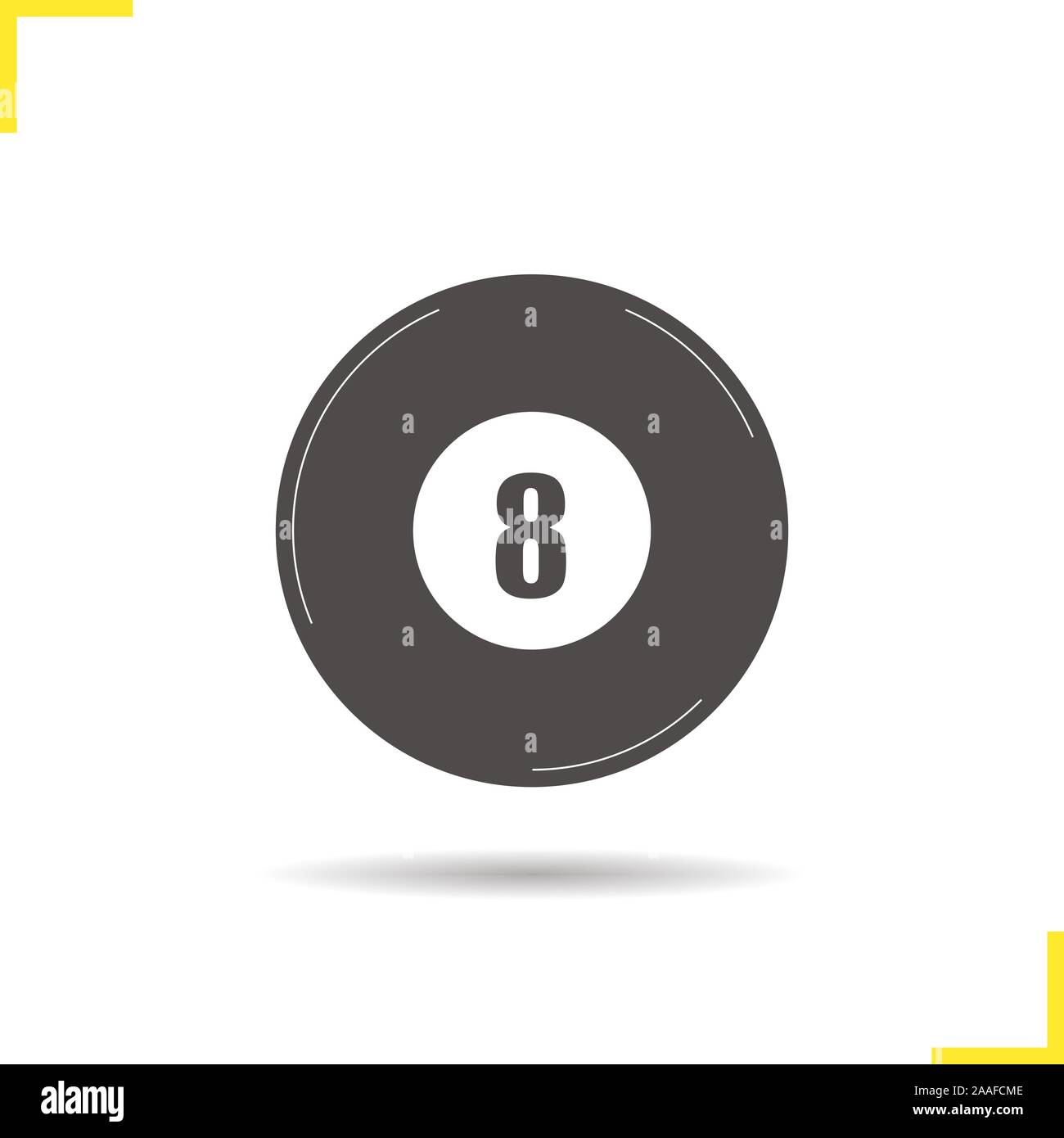 Eight ball icon. Drop shadow billiard silhouette symbol. Sports ...