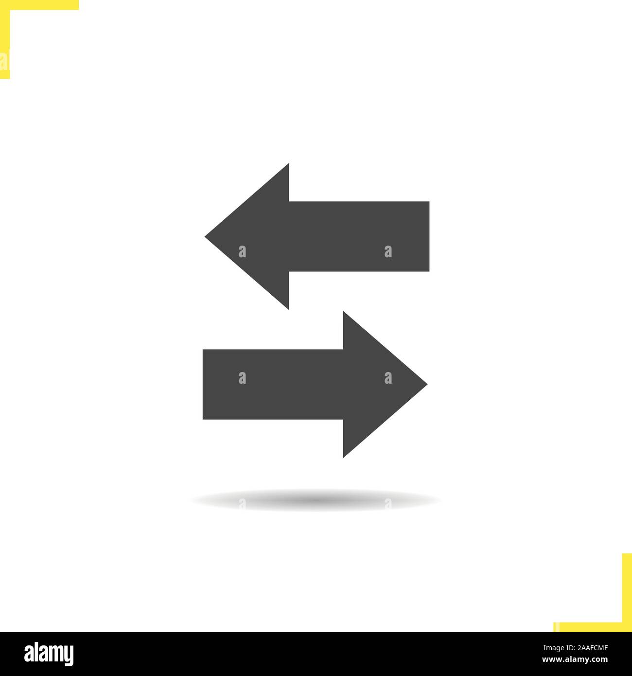 Exchange icon. Drop shadow exchange arrows silhouette symbol. Financial ...