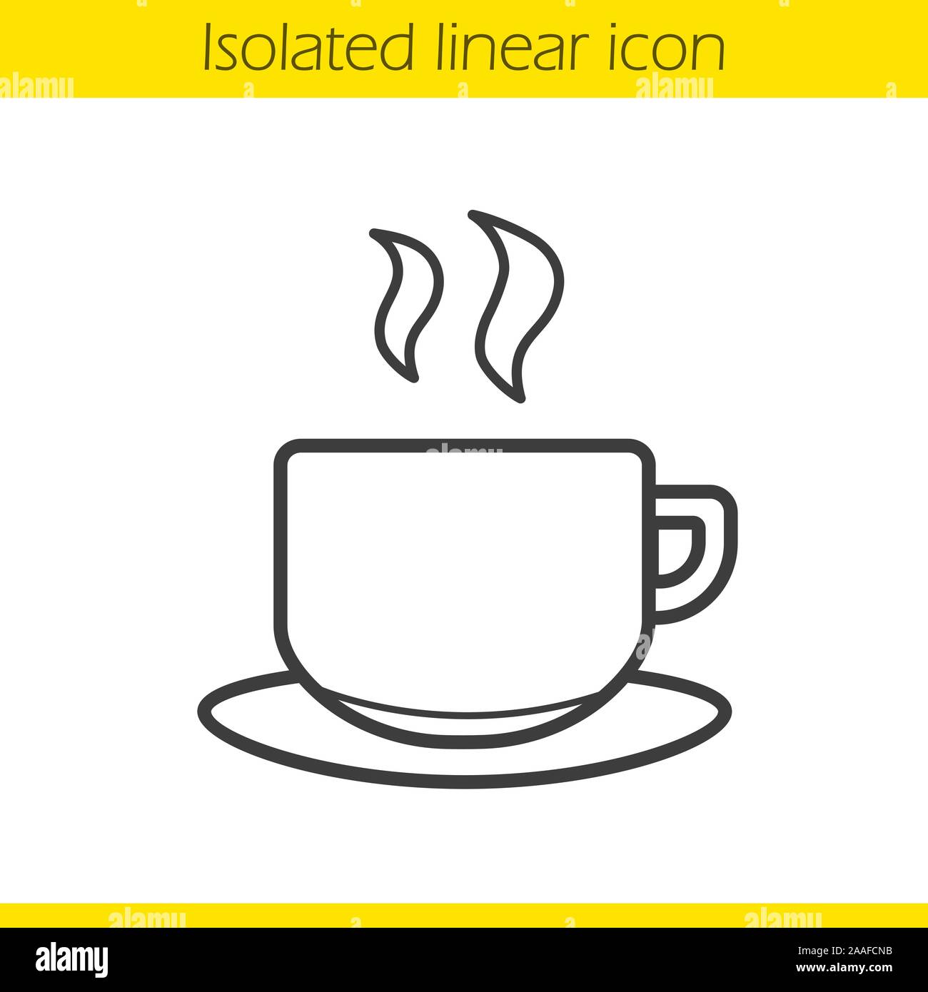 Cup linear icon. Hot steamy coffee cup thin line illustration. Tea cup ...