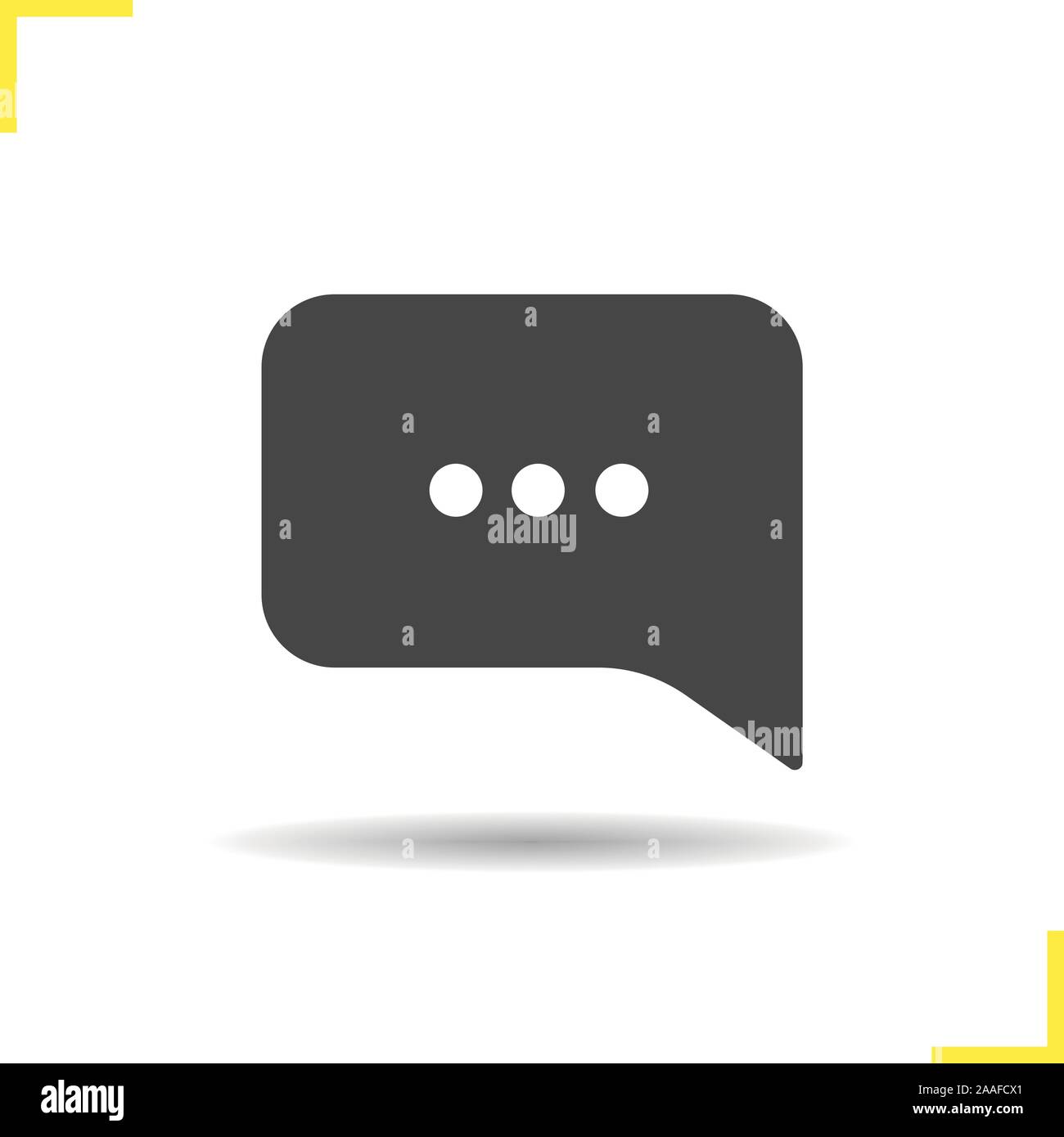 Chat bubble icon. Drop shadow message bubble silhouette symbol. Online ...