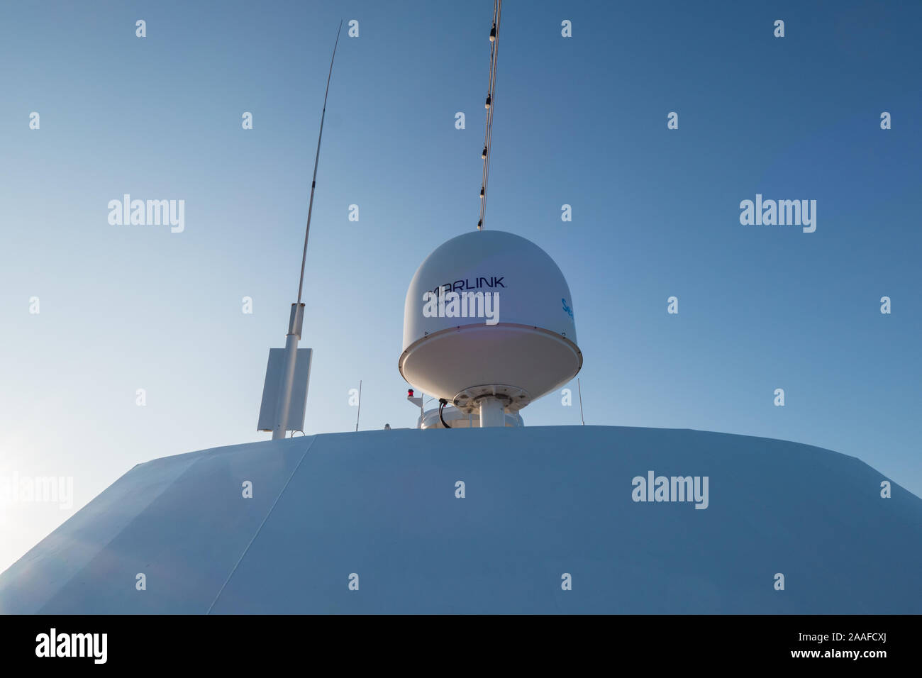 Marlink communication satellite on the cruise ship MSC Lirica Stock ...