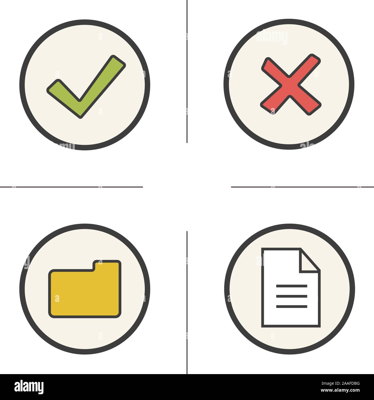 Digital symbols color icons set. Accept and cancel symbols. New ...