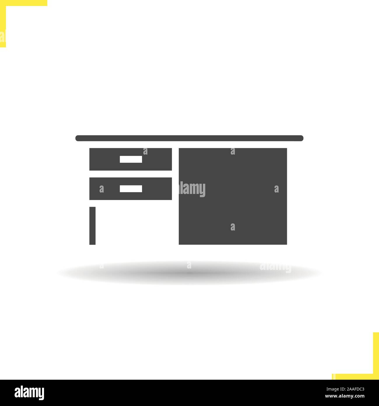 Desk icon. Drop shadow writing desk silhouette symbol. Writing desk ...