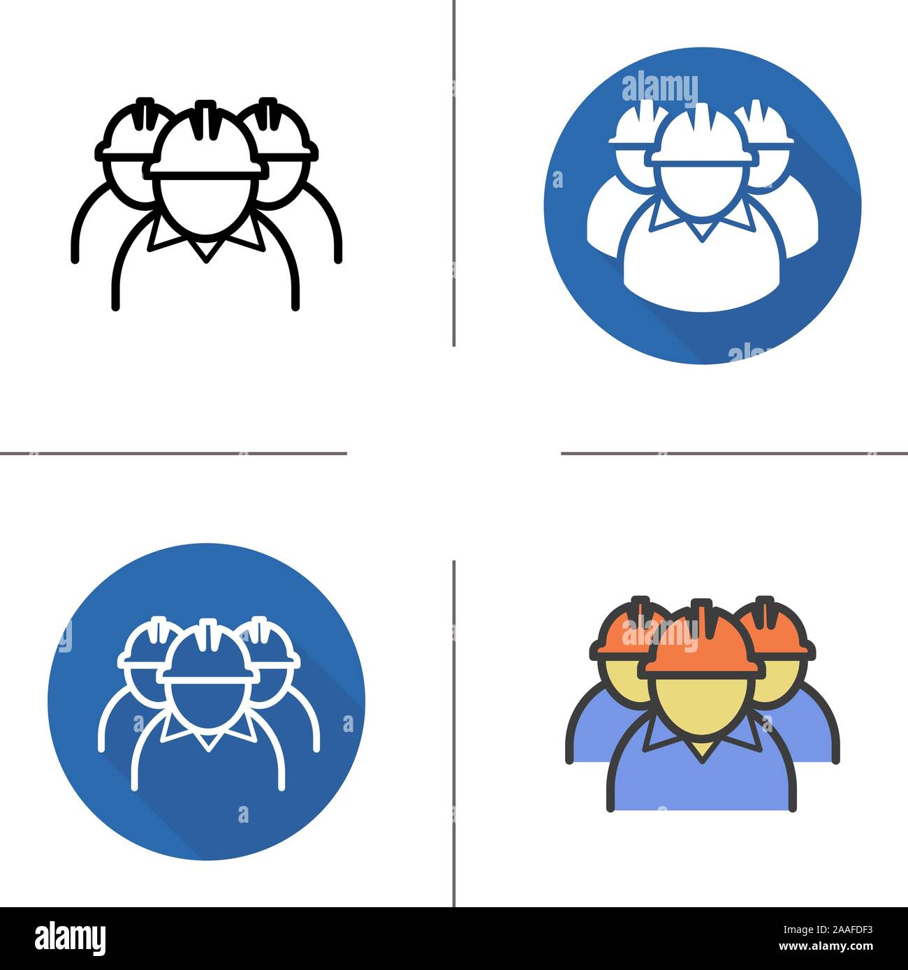 Mine workers icon. Flat design, linear and color styles. Industrial ...