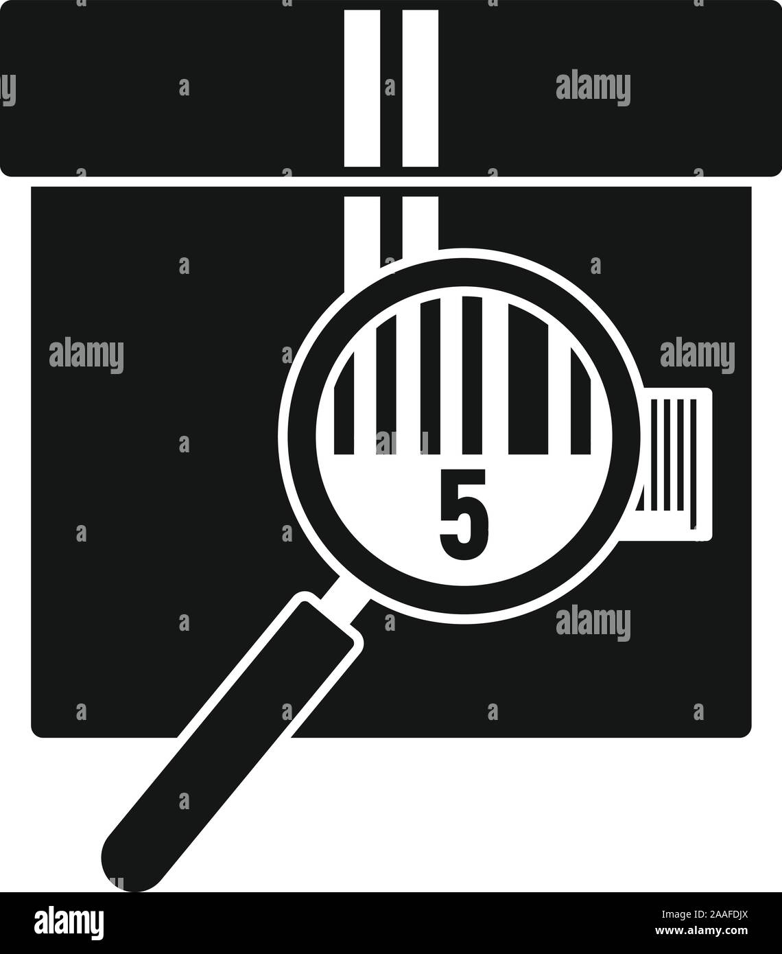 Parcel under magnifier icon. Simple illustration of parcel under ...