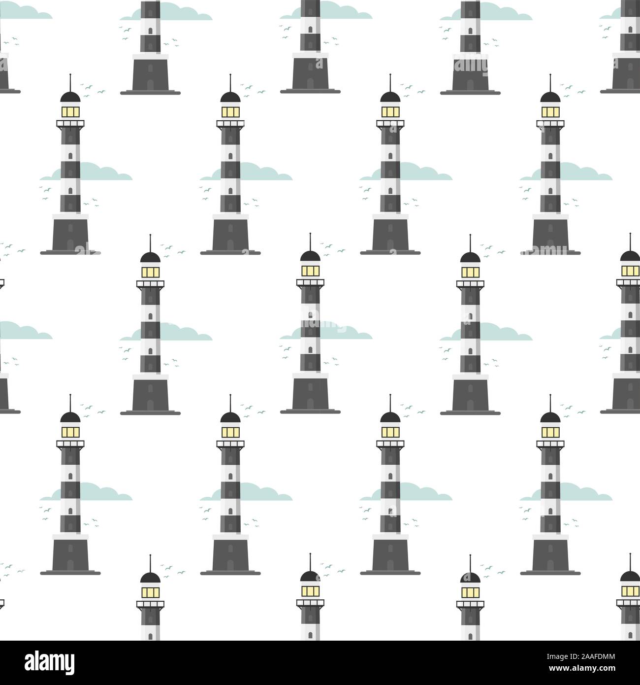 lighthouse seamless pattern on a white background Stock Vector Image ...