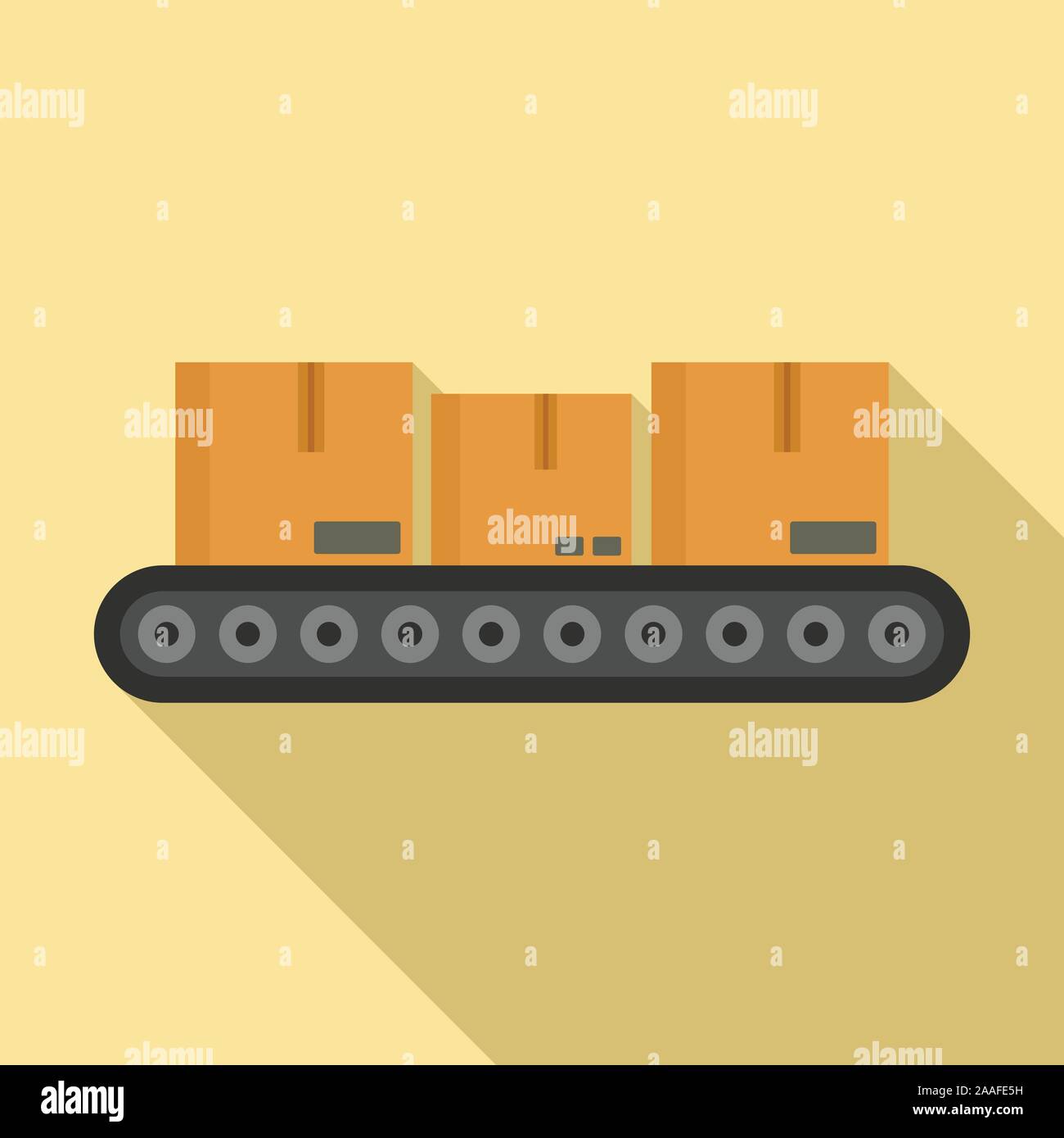 Parcel assembly line icon. Flat illustration of parcel assembly line ...