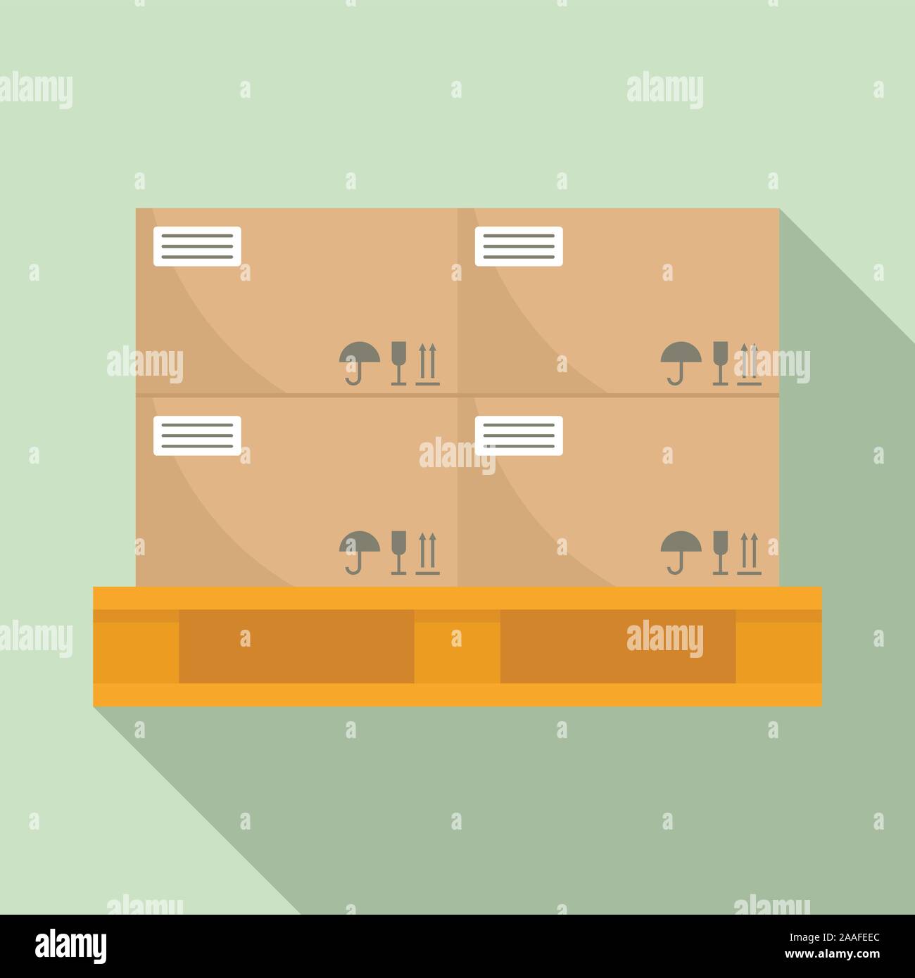 Warehouse parcel on pallet icon. Flat illustration of warehouse parcel ...
