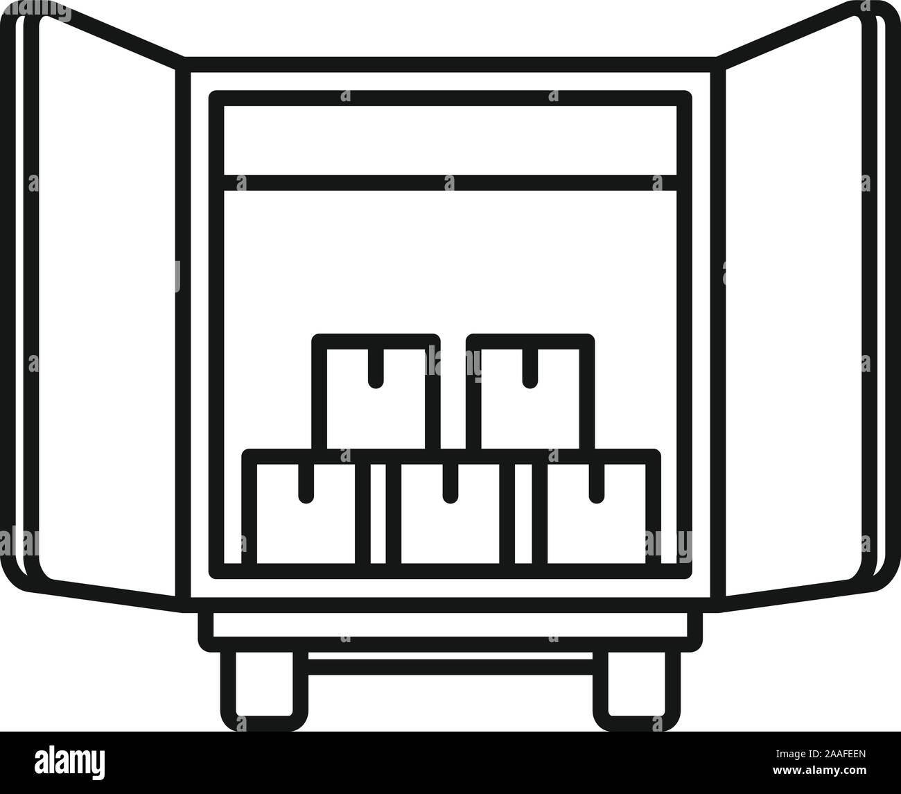 Open warehouse truck icon. Outline open warehouse truck vector icon for ...