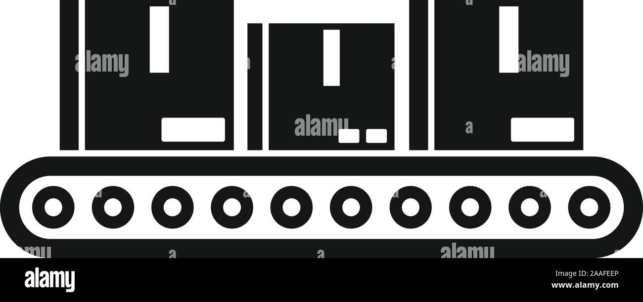 Parcel assembly line icon. Simple illustration of parcel assembly line ...