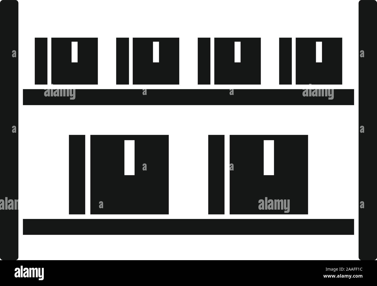 Parcel warehouse rack icon. Simple illustration of parcel warehouse ...