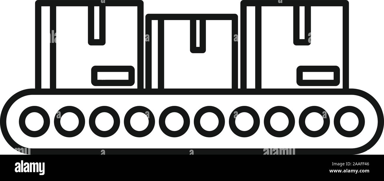 Parcel assembly line icon. Outline parcel assembly line vector icon for ...