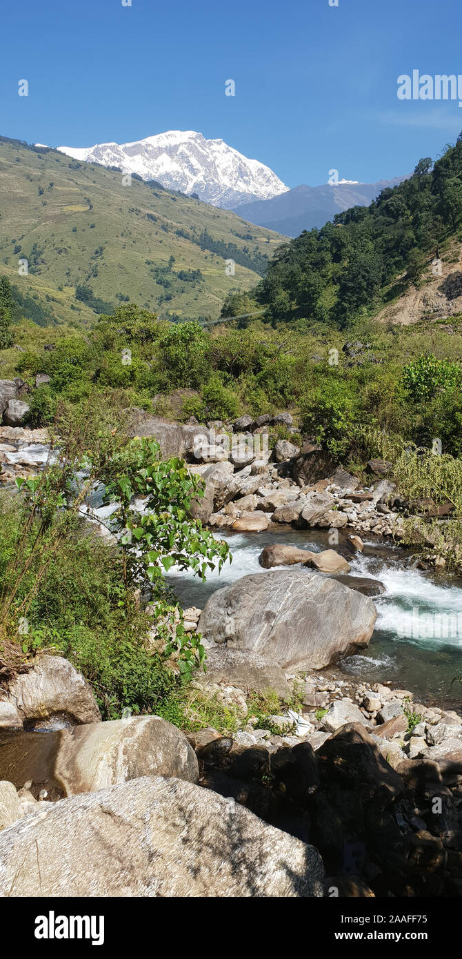 View of Lamjung Himal, Madi River Valley, Nepal Stock Photo - Alamy