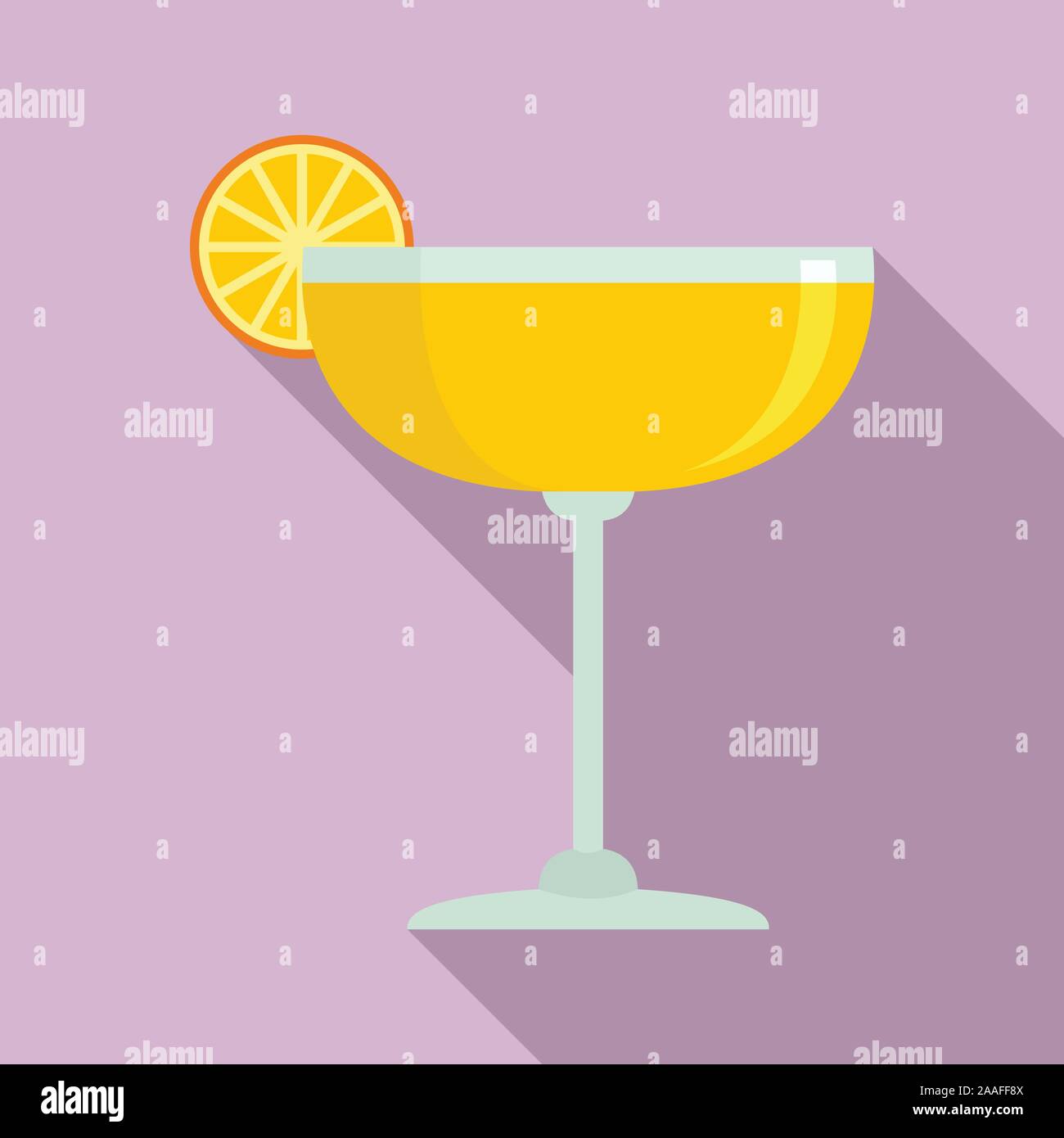 Orange fruit cocktail icon. Flat illustration of orange fruit cocktail ...