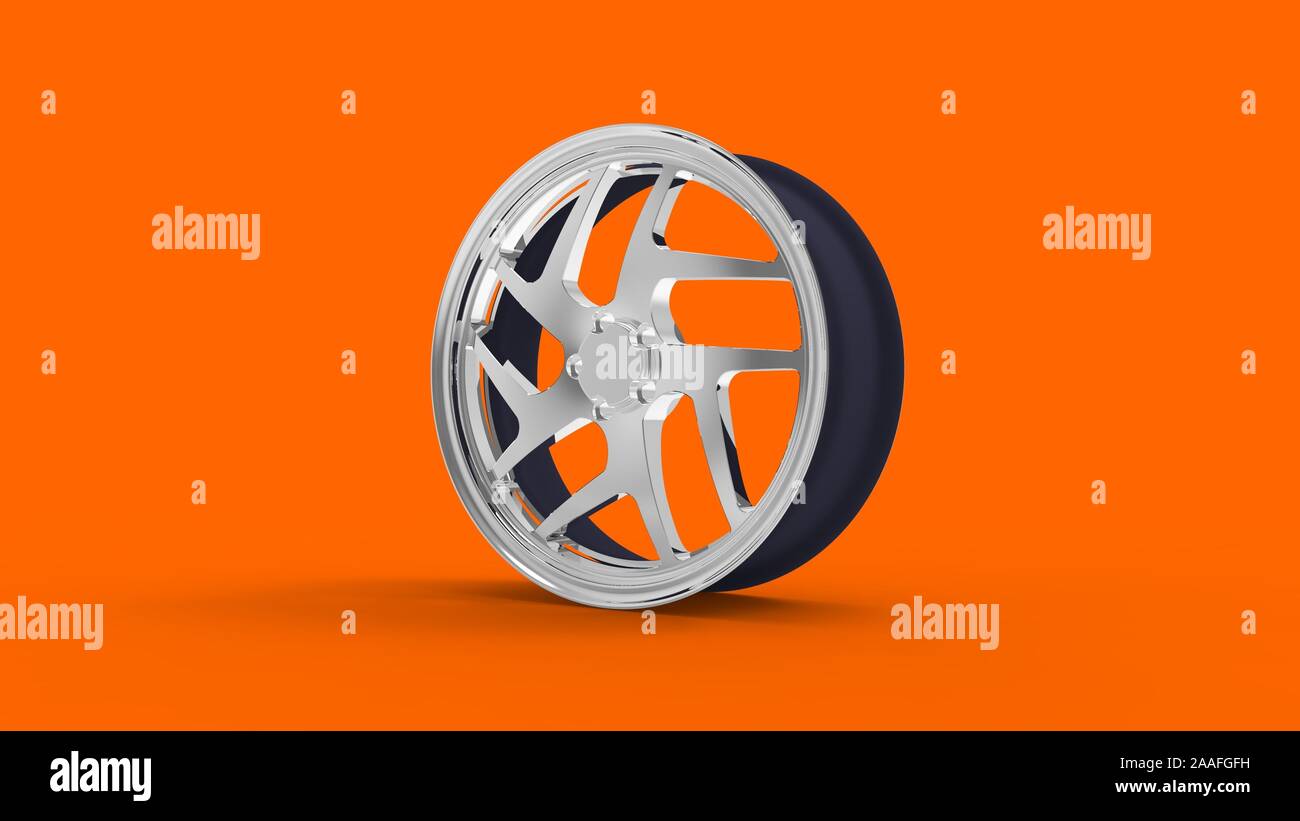3d rendering of an exclusive car rim isolated in studio background ...