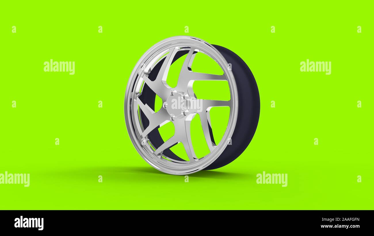 3d rendering of an exclusive car rim isolated in studio background ...