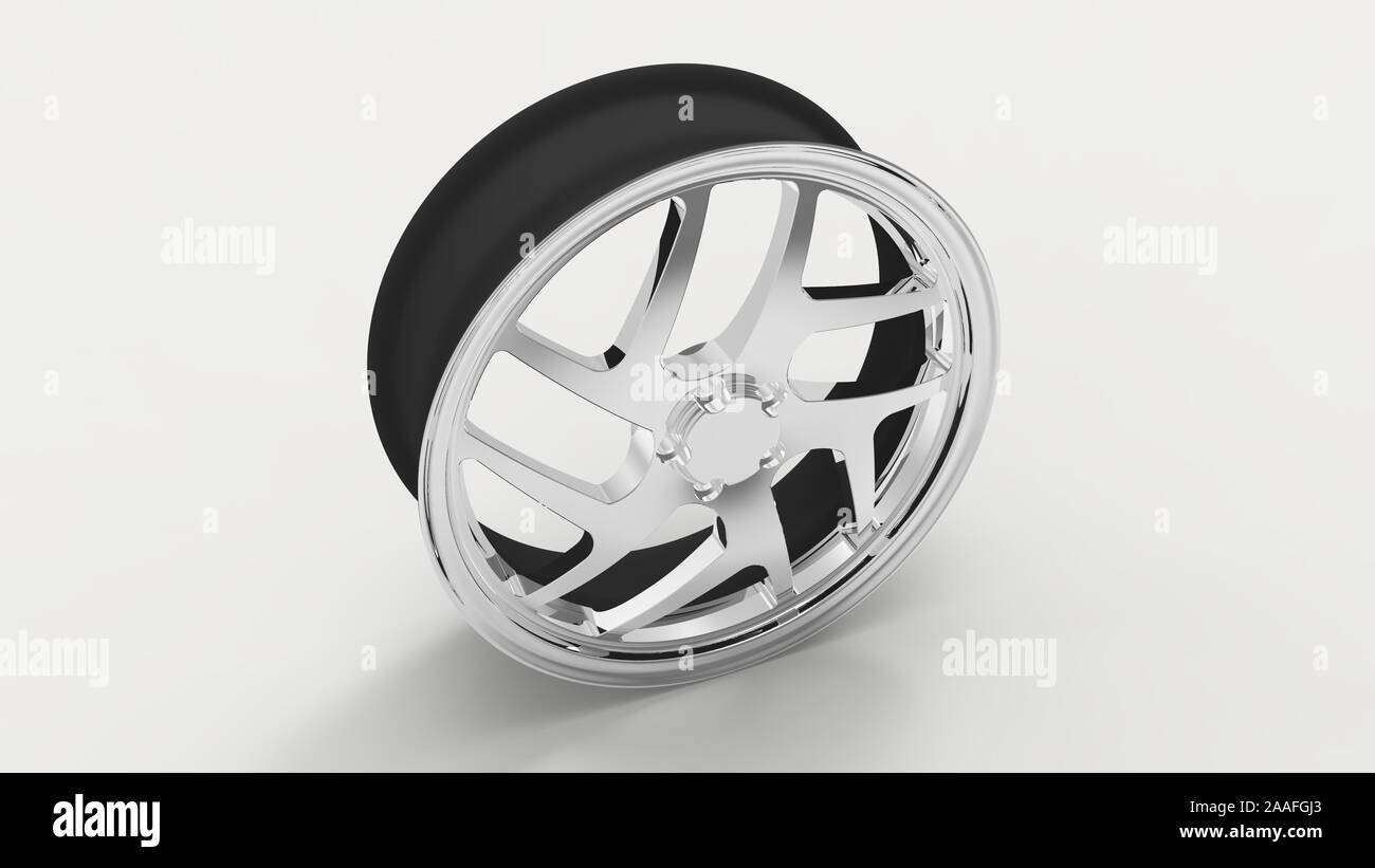 3d rendering of an exclusive car rim isolated in studio background ...