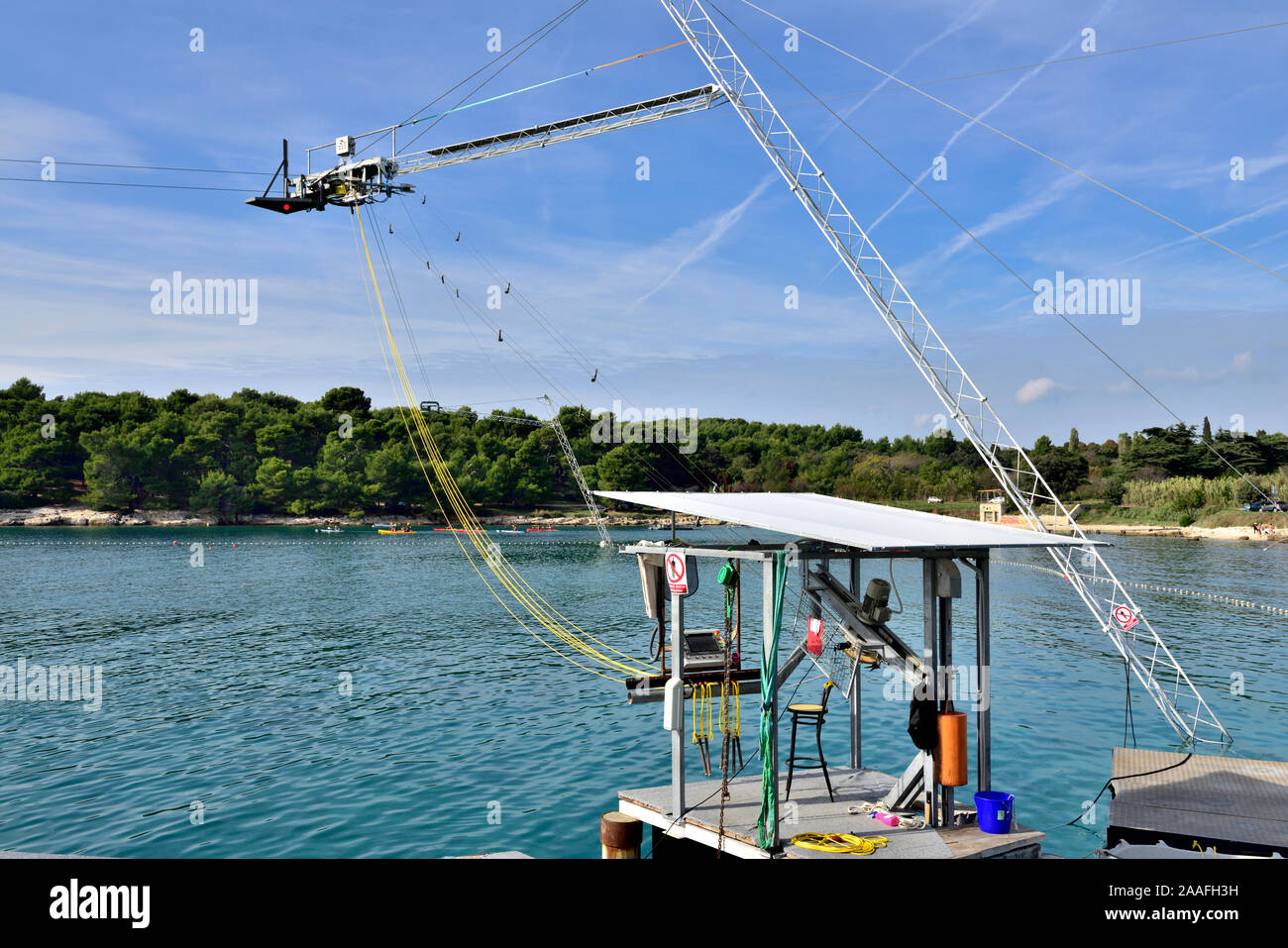 Cable wakeboarder platform and machinery to pull the cable for surfing ...
